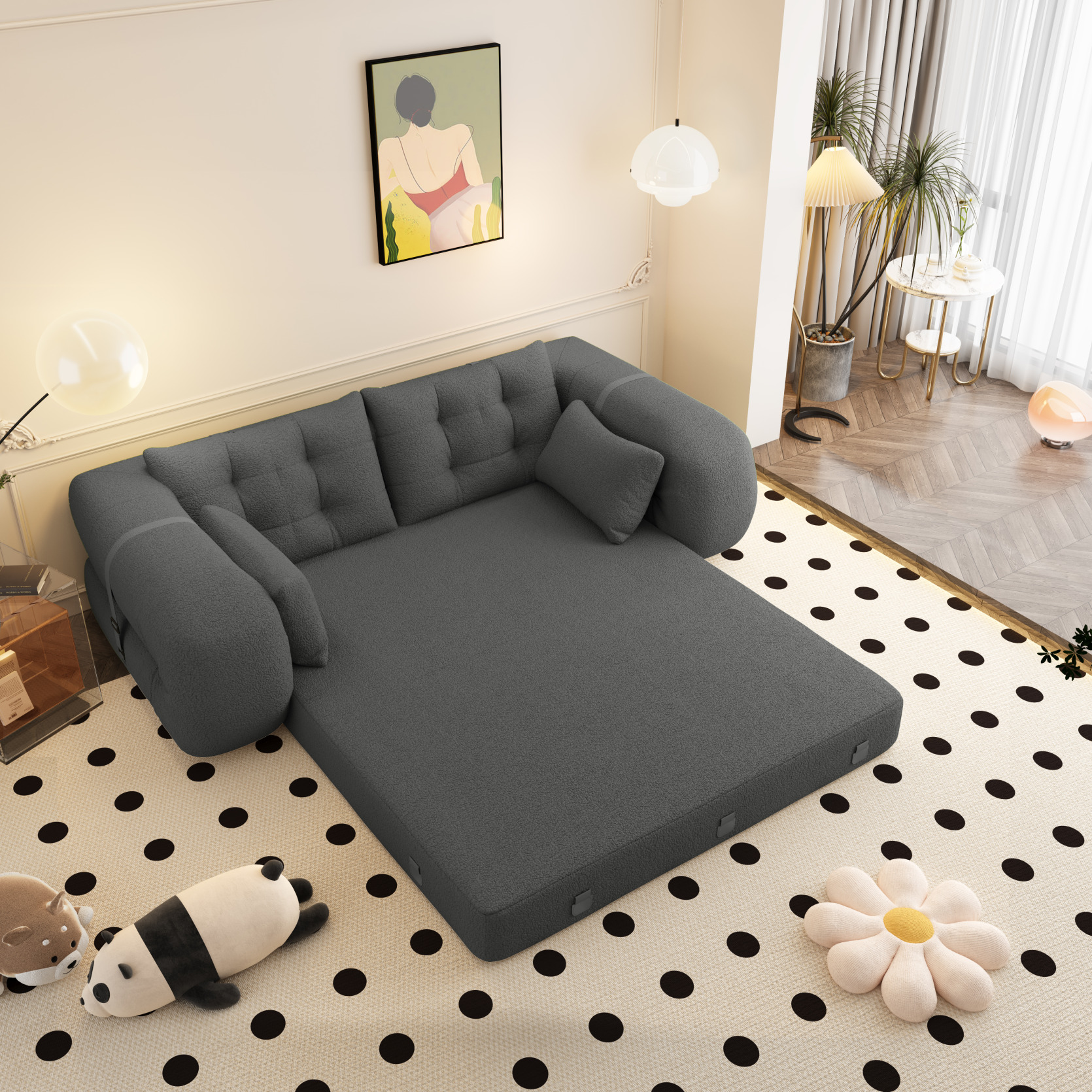 78.7" Multi-Functional Foldable Sofa Bed, Lazy Sofa Couch with ...