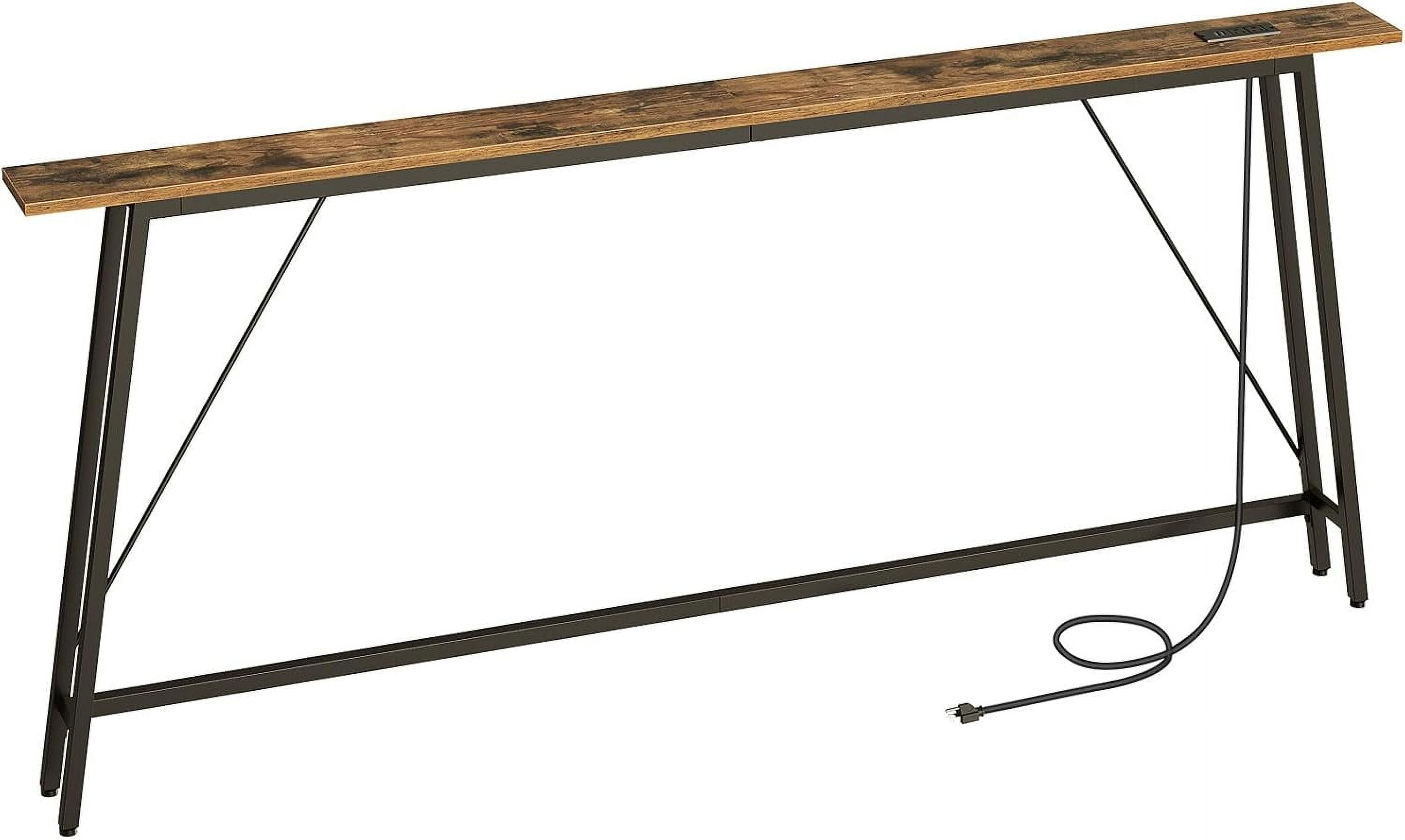 78.7" Skinny Console Table with Power Outlets, 5.9" Sofa Tables Narrow ...