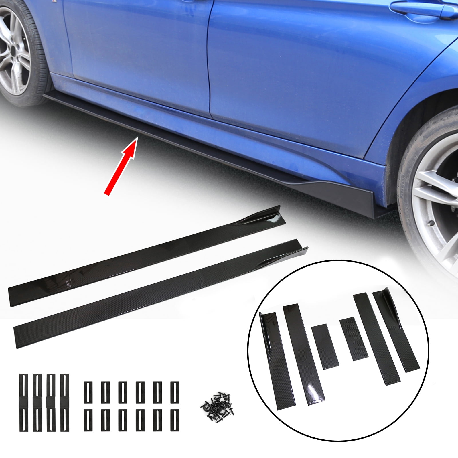 78.7" Universal Side Skirt Extensions Rocker Panel Splitters Lip Carbon ...