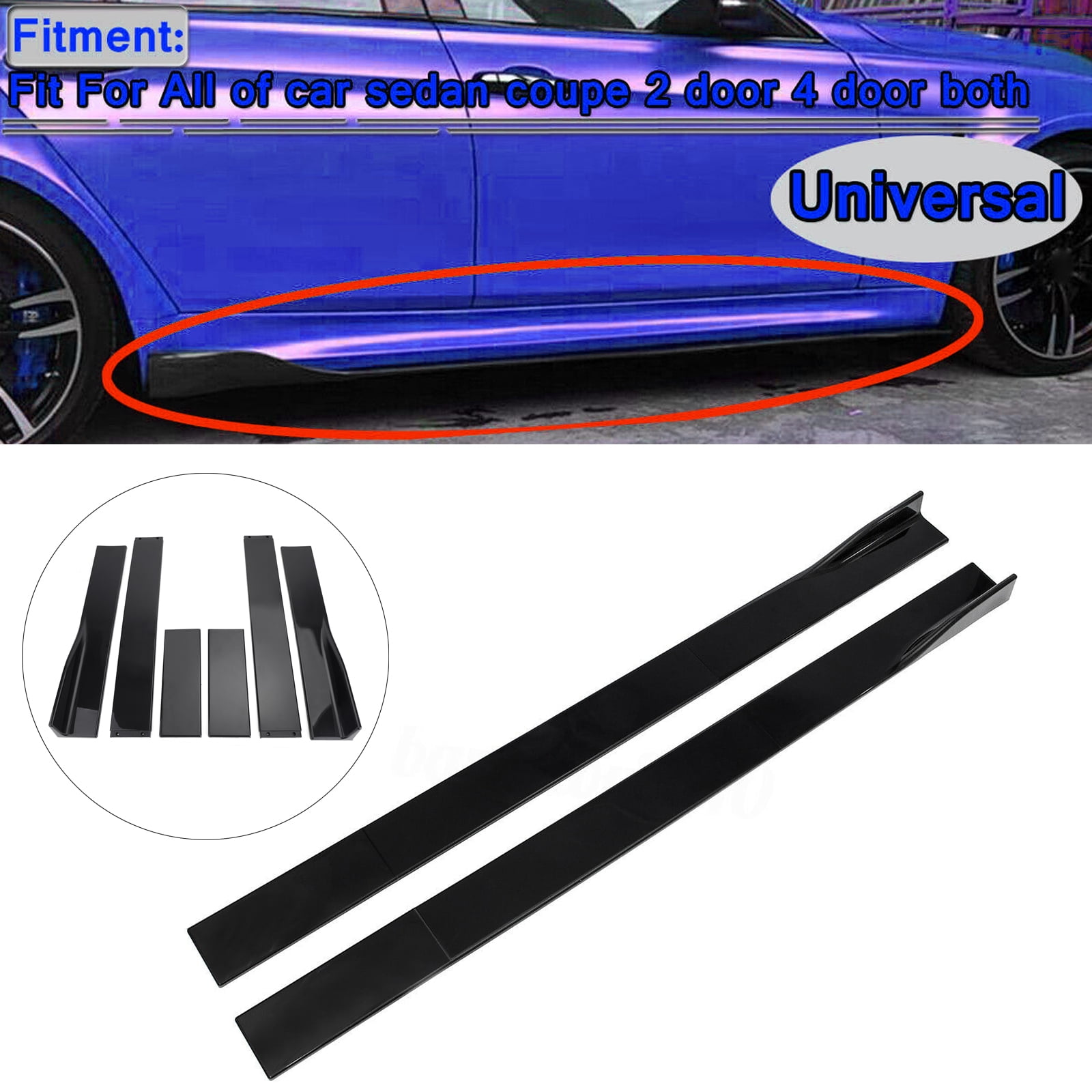 78.7" Universal Side Skirt Extensions Rocker Panel Splitters Lip Gloss ...
