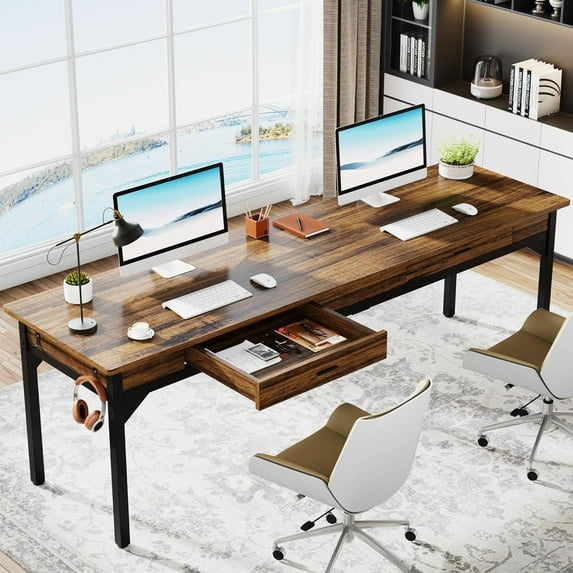 78.7" Wide Double Desk for Two People, Executive Office Table with ...