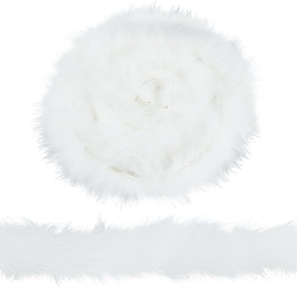 78.74 Inch Craft Fur Fabric Strip White Shaggy Plush Fuzzy Precut ...