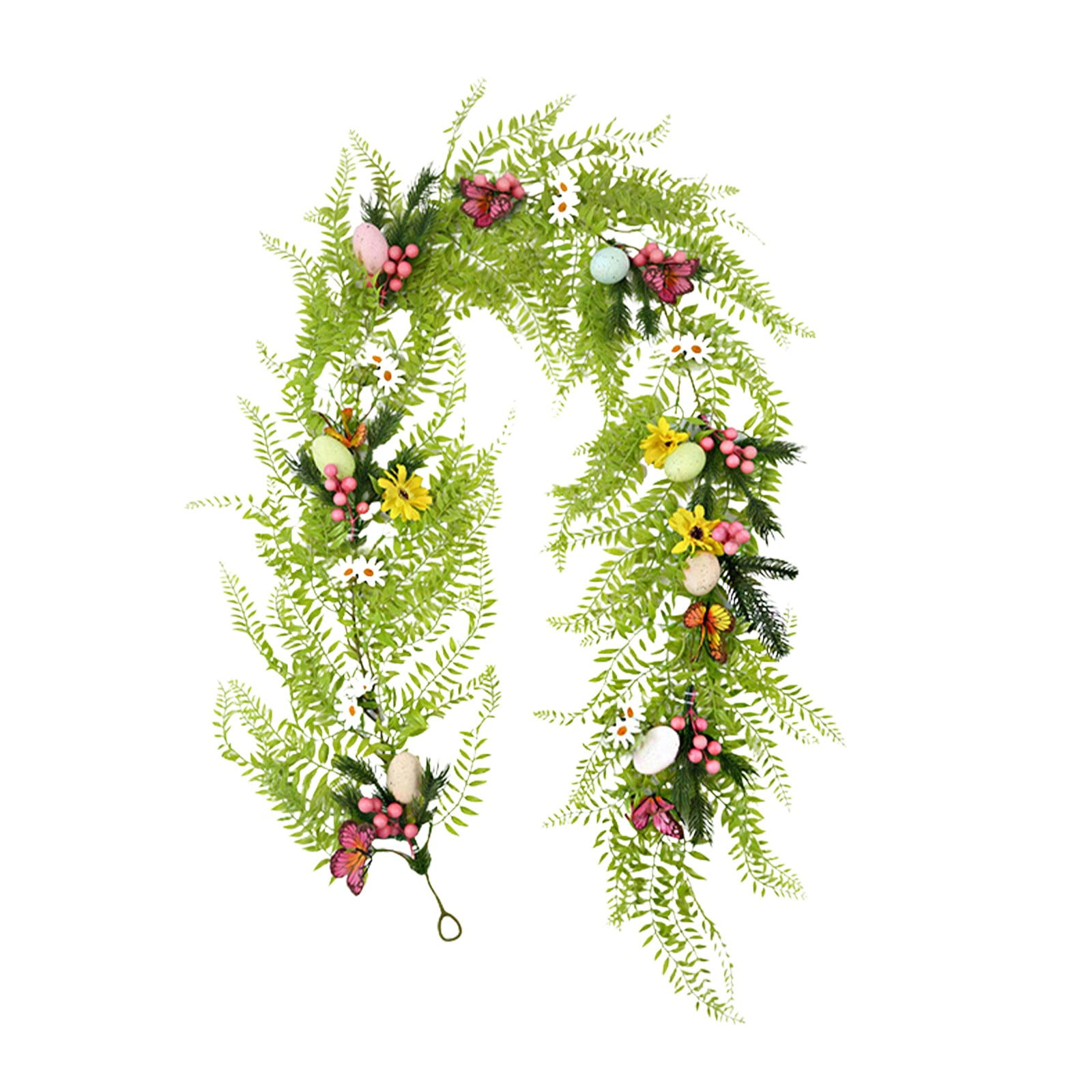 78.74Inch Easter Garland with Eggs and Mixed Spring Flowers, Easter ...