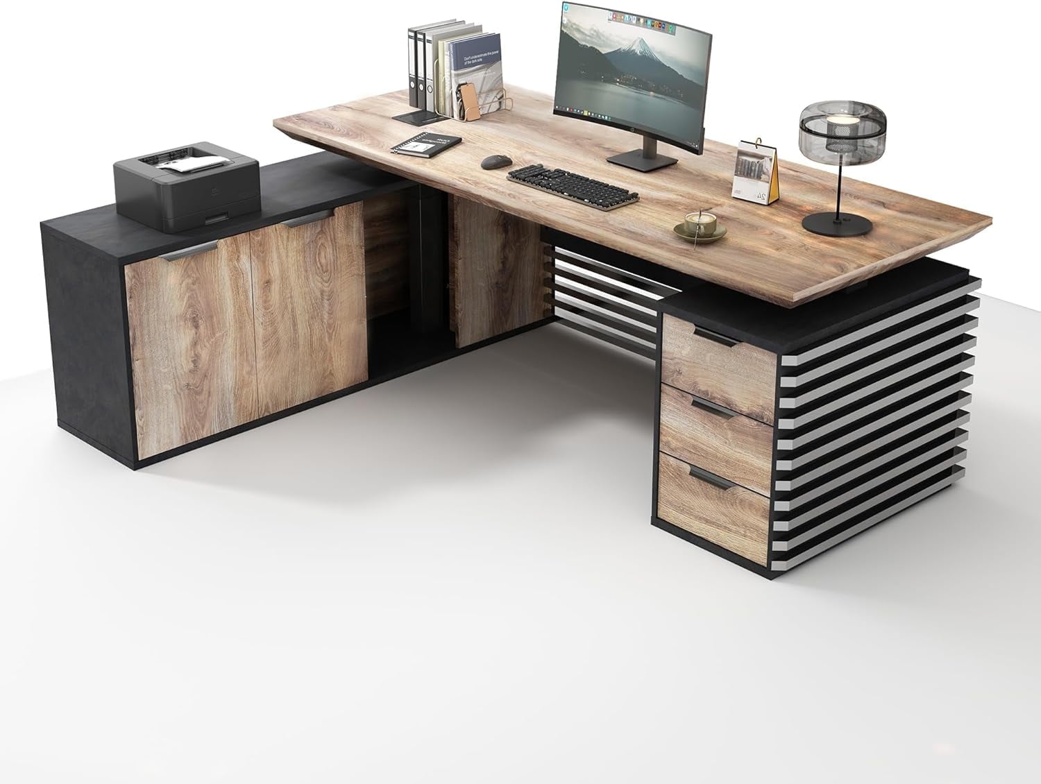 Vivvoo 78.74inch L Shaped Adjustable Executive Standing Desk with ...