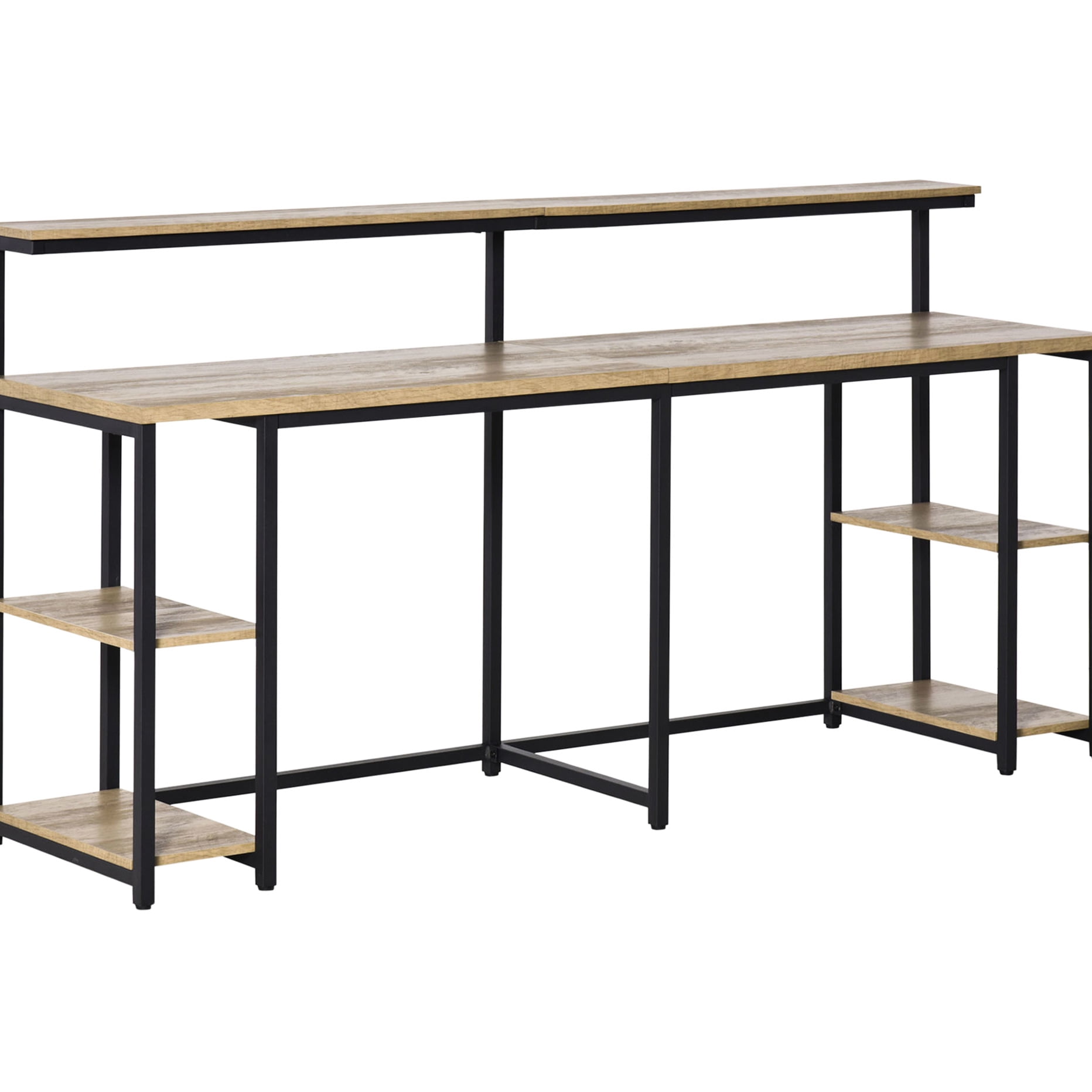 78.75 Inches Double Office Table For Two, Extra Long With Monitor Shelf ...