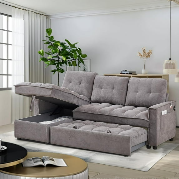 78.75" Sleeper Sofa Couch,Modern L-Shaped Couches, Pull Out Couch with ...
