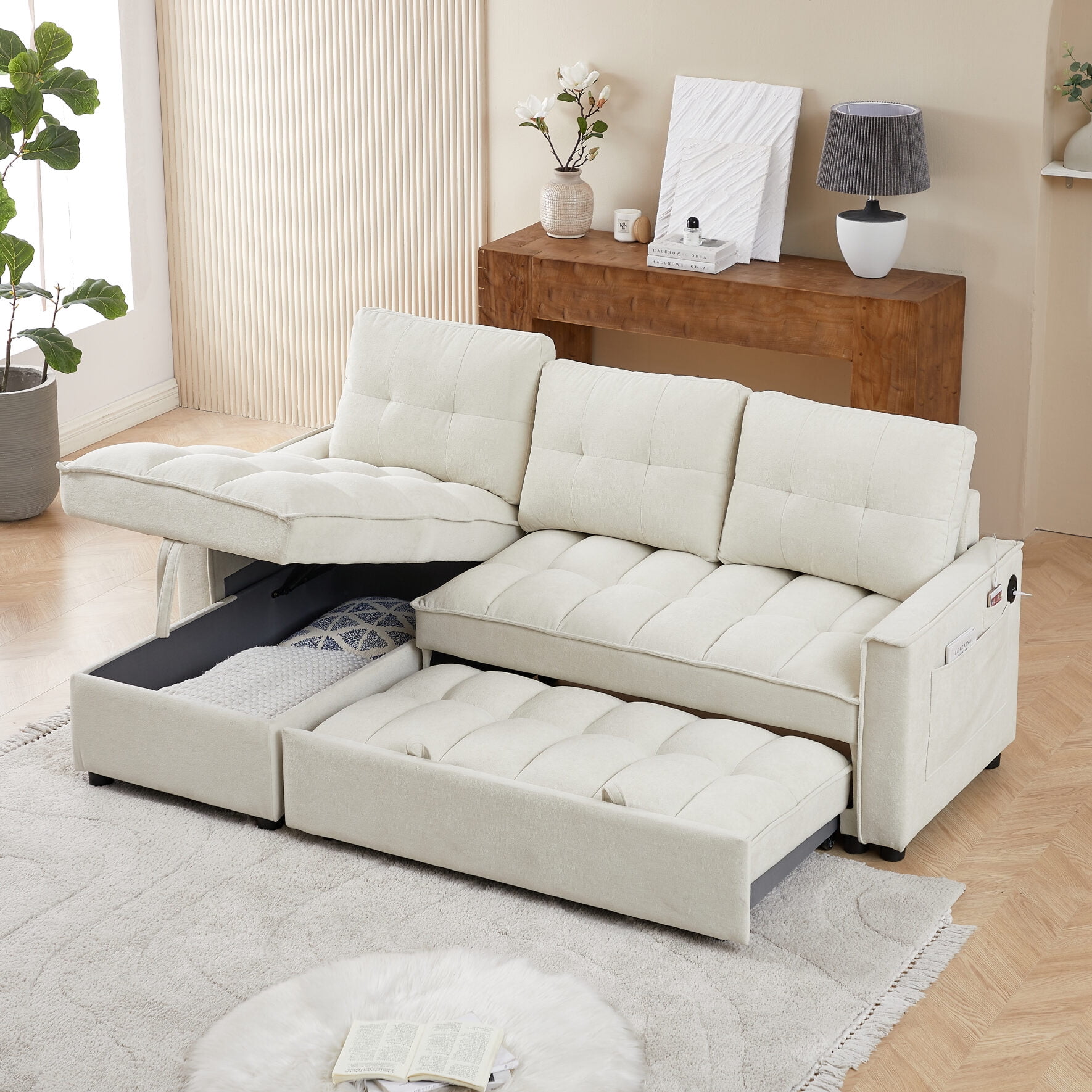 78.75" Triple Conversion Reclining Sofa with USB/Type-C Charging ...
