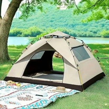 78x78x59 Inch 4-Person Automatic Pop-Up Tent - 2 Doors & 2 Windows ...