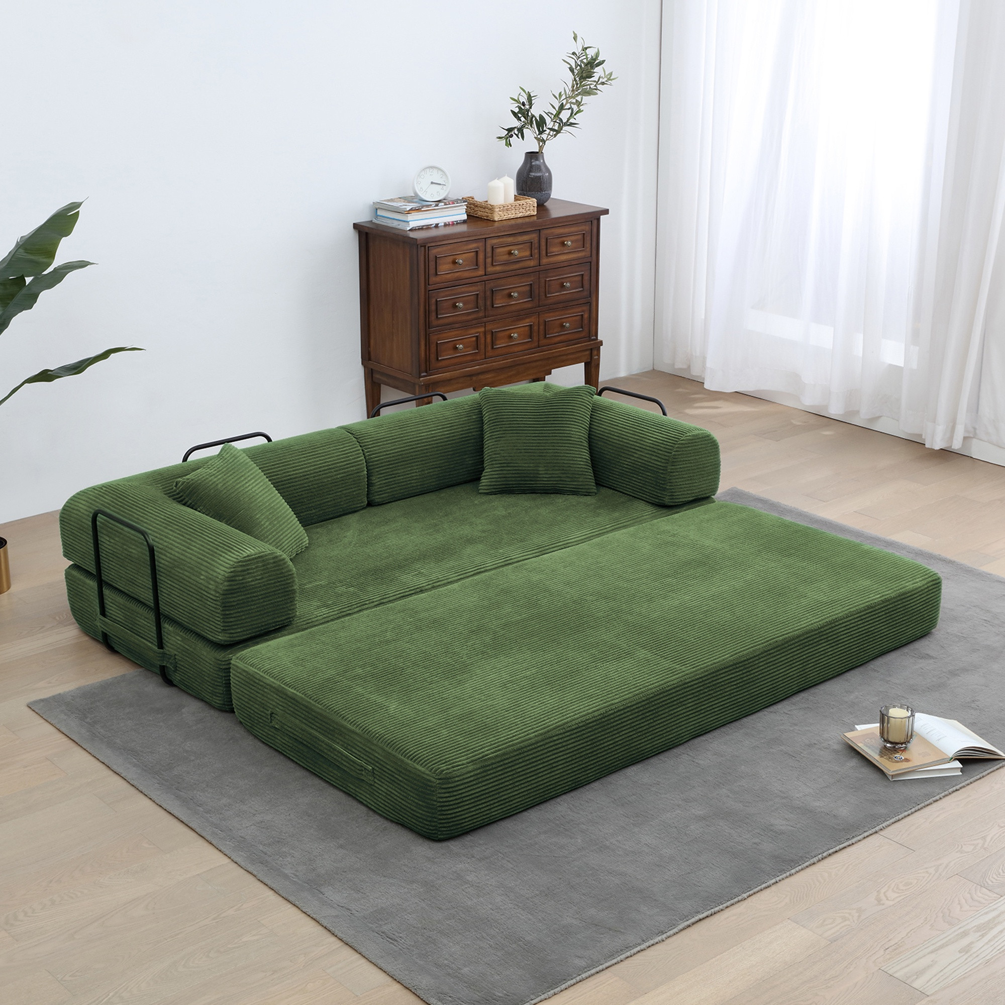 78" Convertible Sleeper Sofa Bed, Compression Folding Sofa with Pillow ...