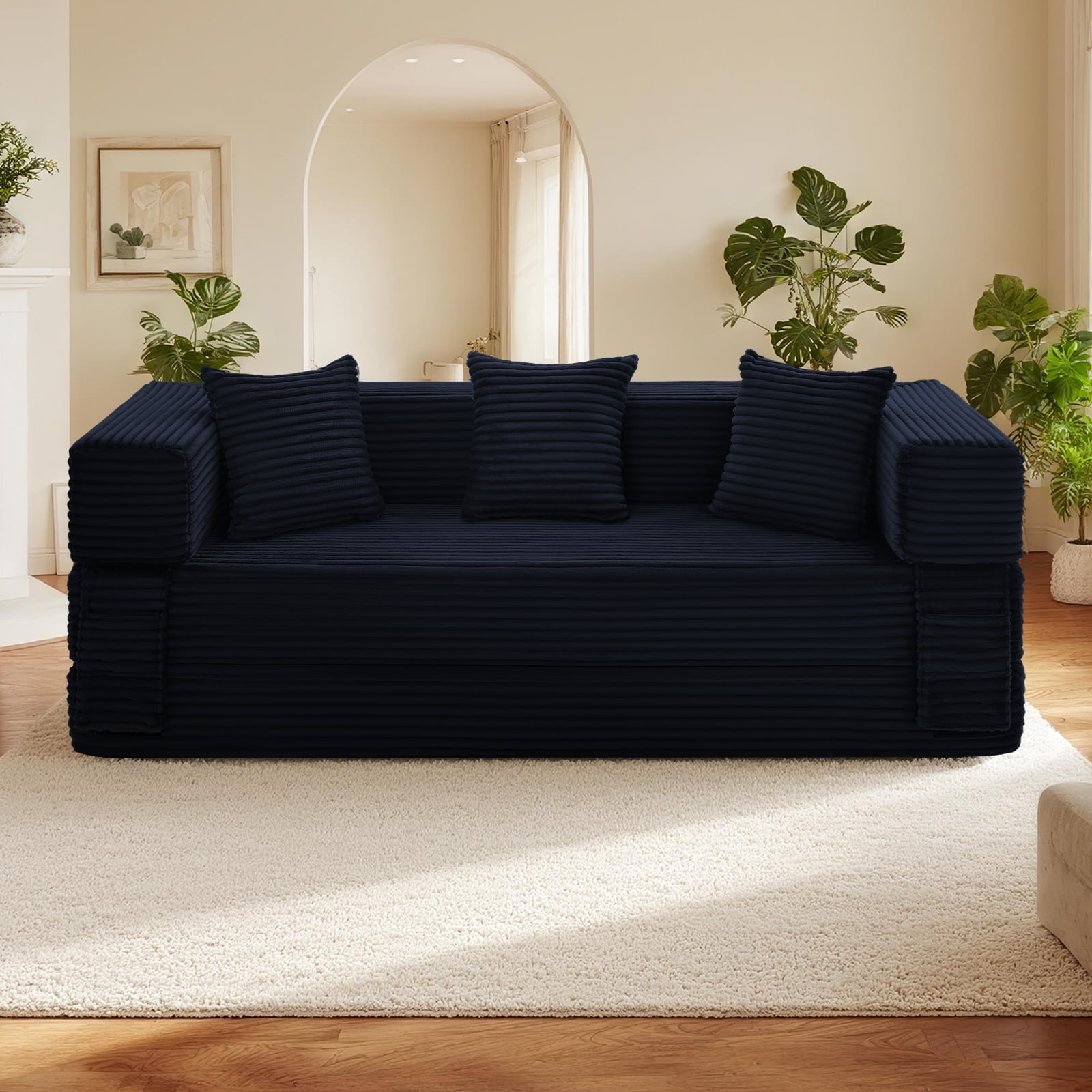 78" Convertible Sofa Bed, Corduroy Deep Seat Folding Pull Out Couch ...