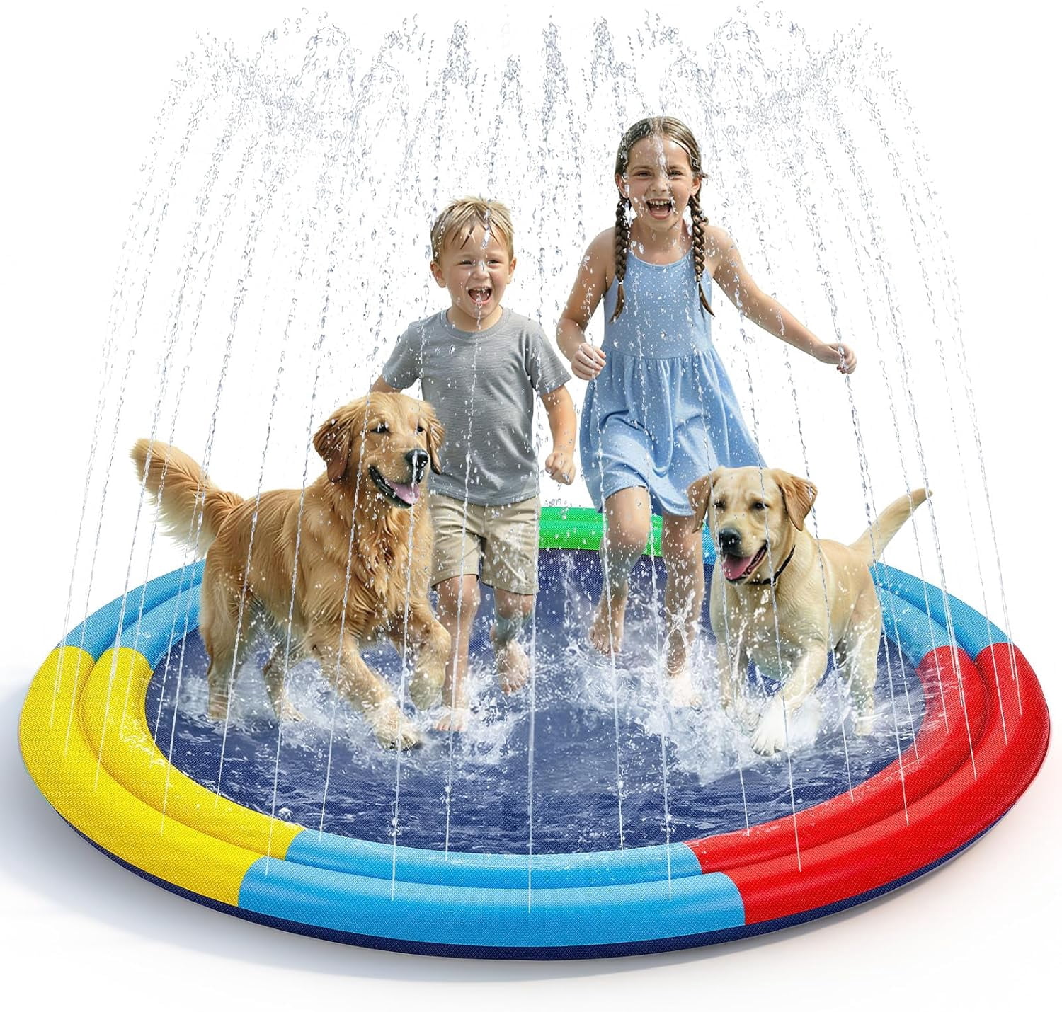 78" Extra Large Non-Slip Splash Pad for Kids & Dogs, Thicker Sprinkler ...