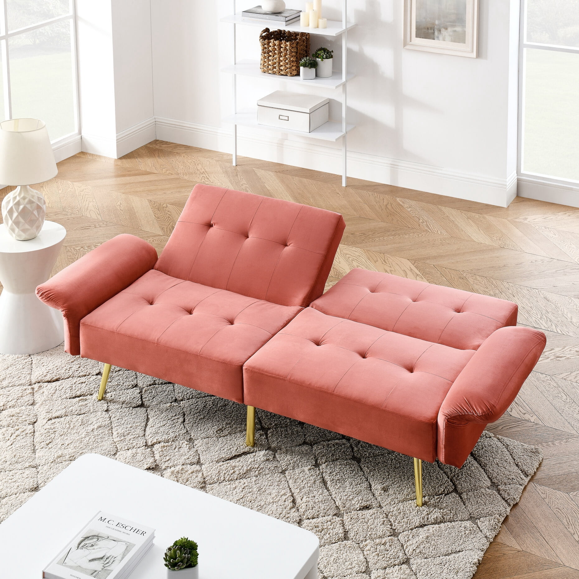 78"Futon Sofa Bed, Velvet Sleeper Sofa Convertible Futon Couch with ...