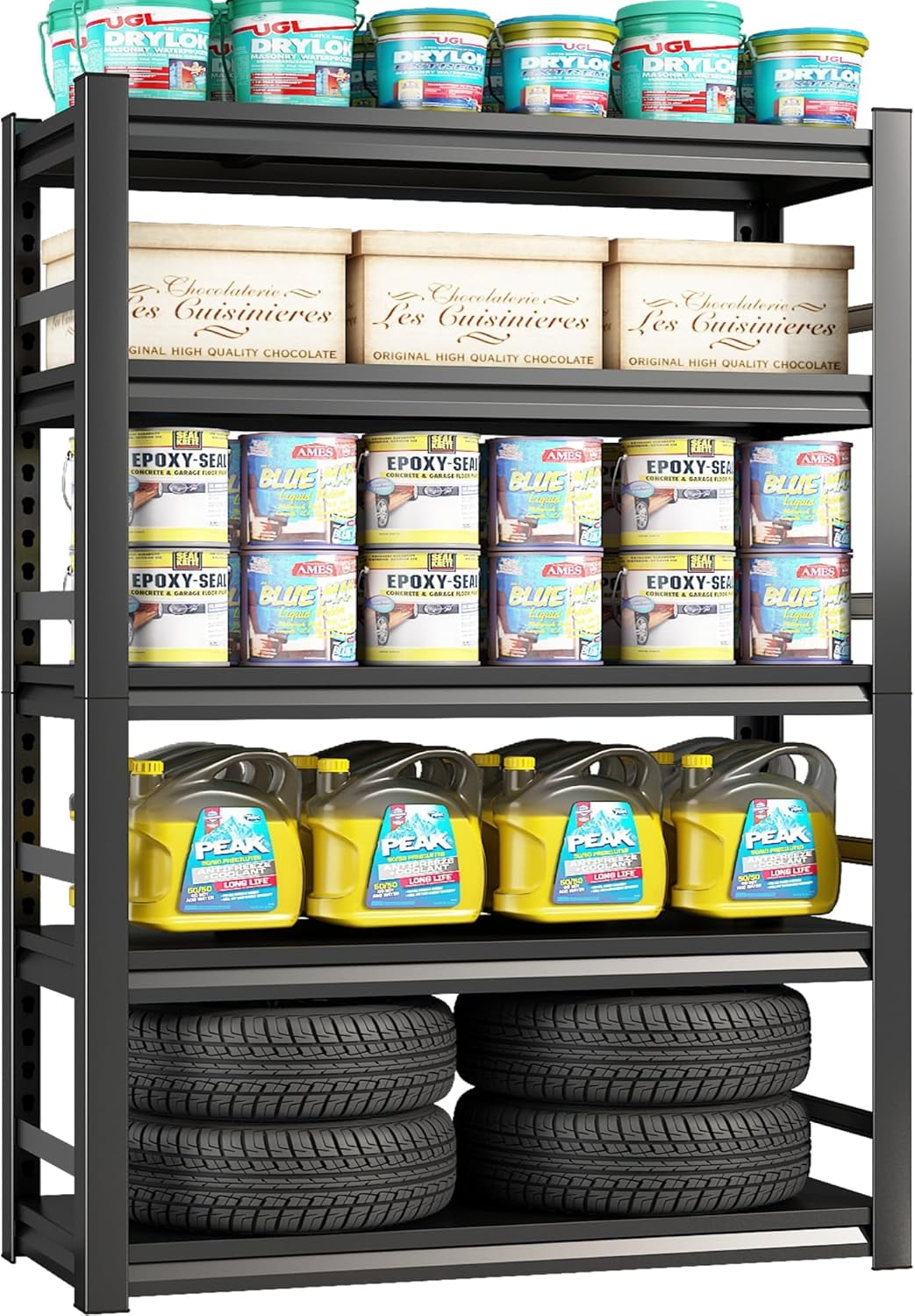 78" H|48" W Garage Shelving Heavy Duty Garage Shelves Steel Heavy Duty ...