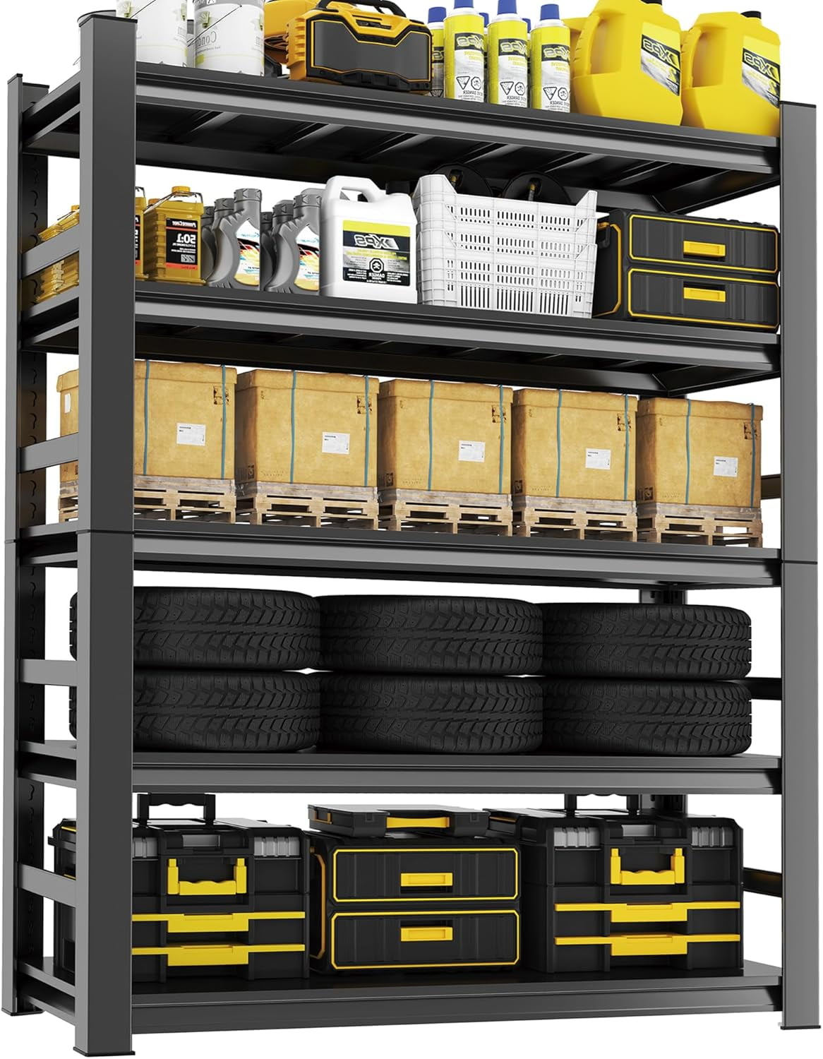 78" H/48 W Metal Garage Shelving Unit, Heavy Duty Steel Storage Rack ...