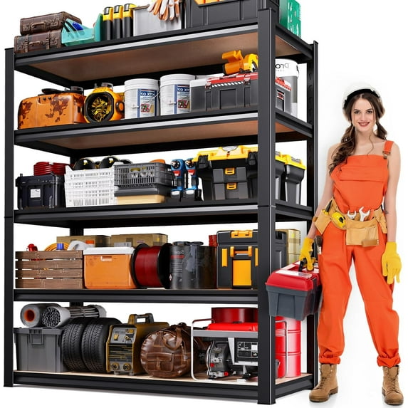 78"H Garage Shelving-2050 lbs 5 Tier Storage Shelves,Adjustable Heavy Duty Metal Shelving Unit ...