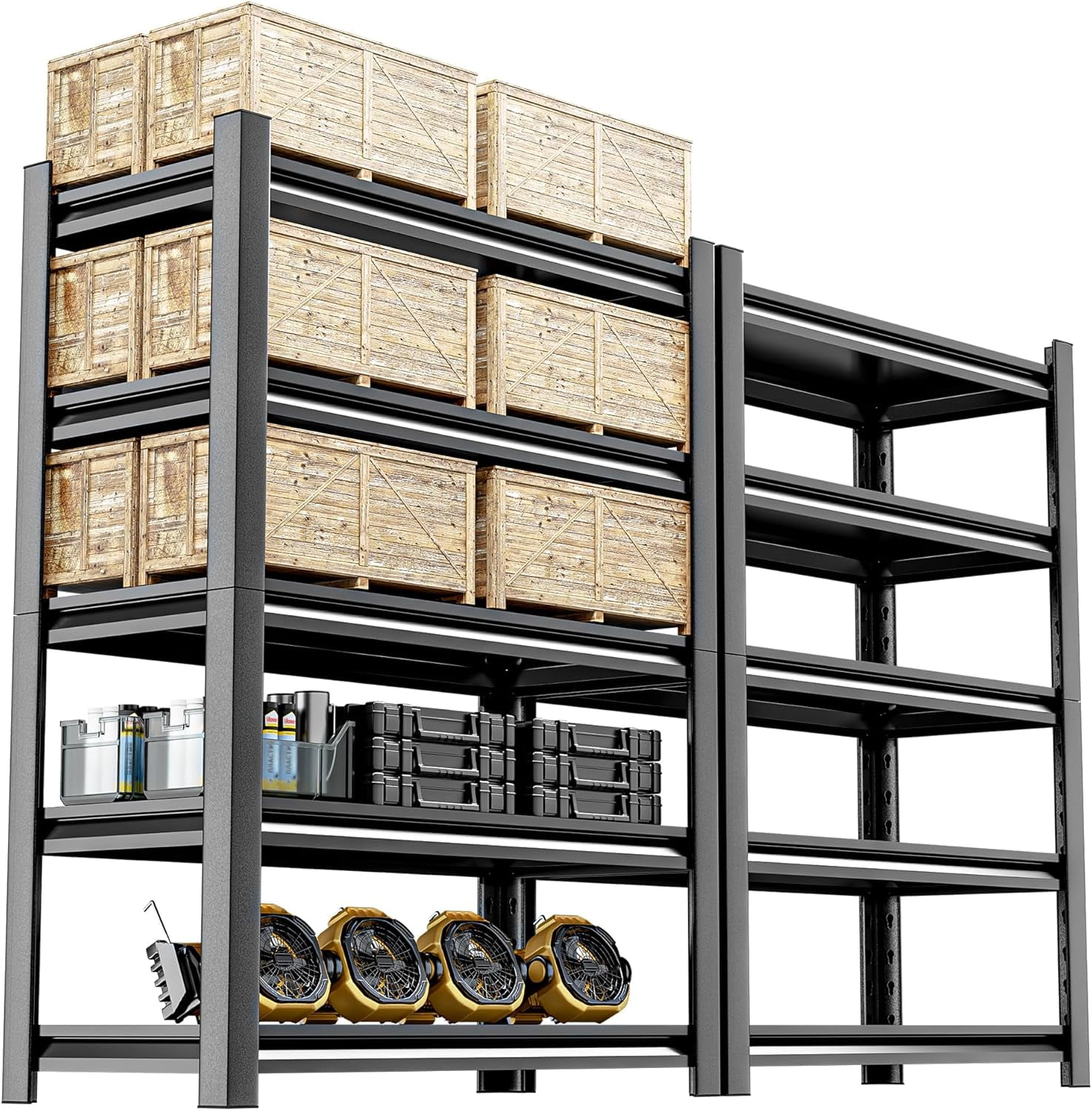 78" H Garage Shelving, 3000bls Heavy Duty Storage Shelves Units, 5 Tier ...