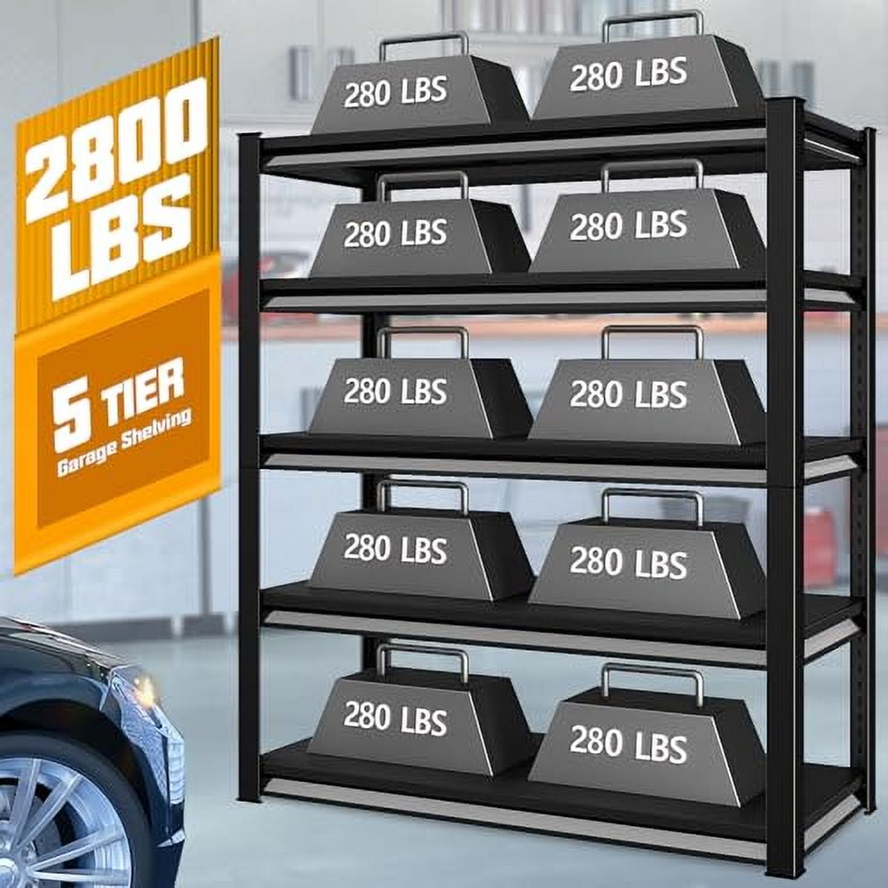 78" H Garage Shelving Heavy Duty, 2800LBS Loads Garage Storage Shelves ...