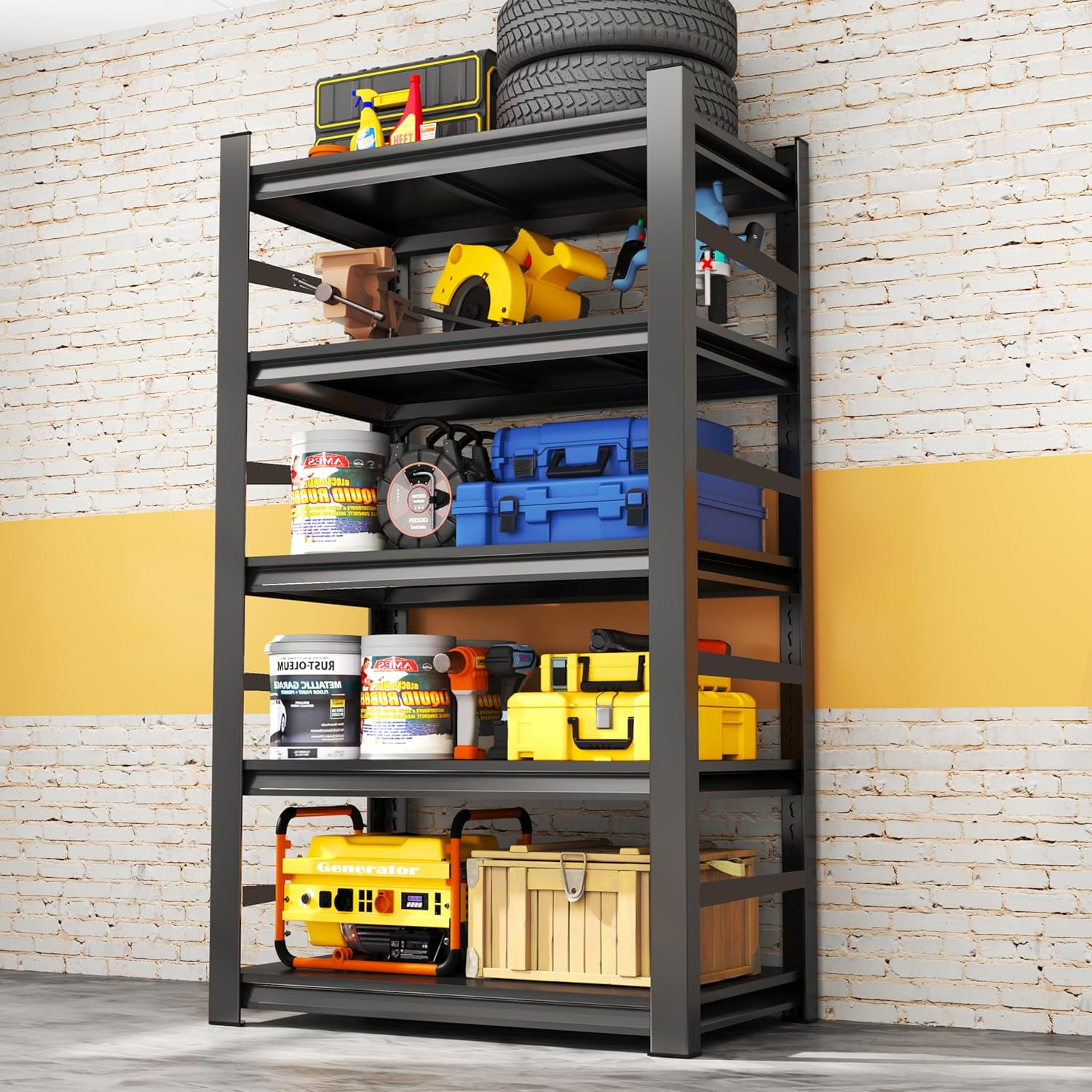 78" H Garage Shelving,Heavy Duty Metal Shelving Unit,Adjustable 5 Tier Storage Shelves for ...