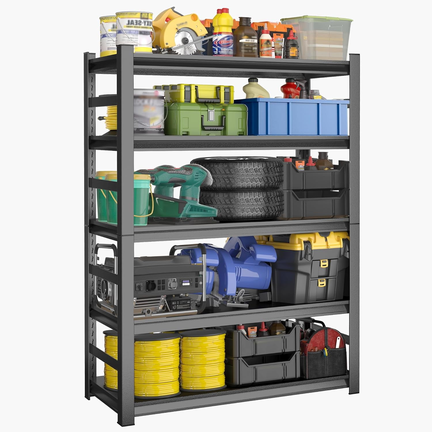 78" H,Metal Garage Shelving Heavy Duty 5-Tier Adjustable Storage ...