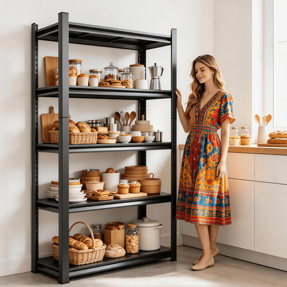 78"H x 16"D Adjustable Garage Shelving Unit,5 Tier Metal Shelving Shelf ...