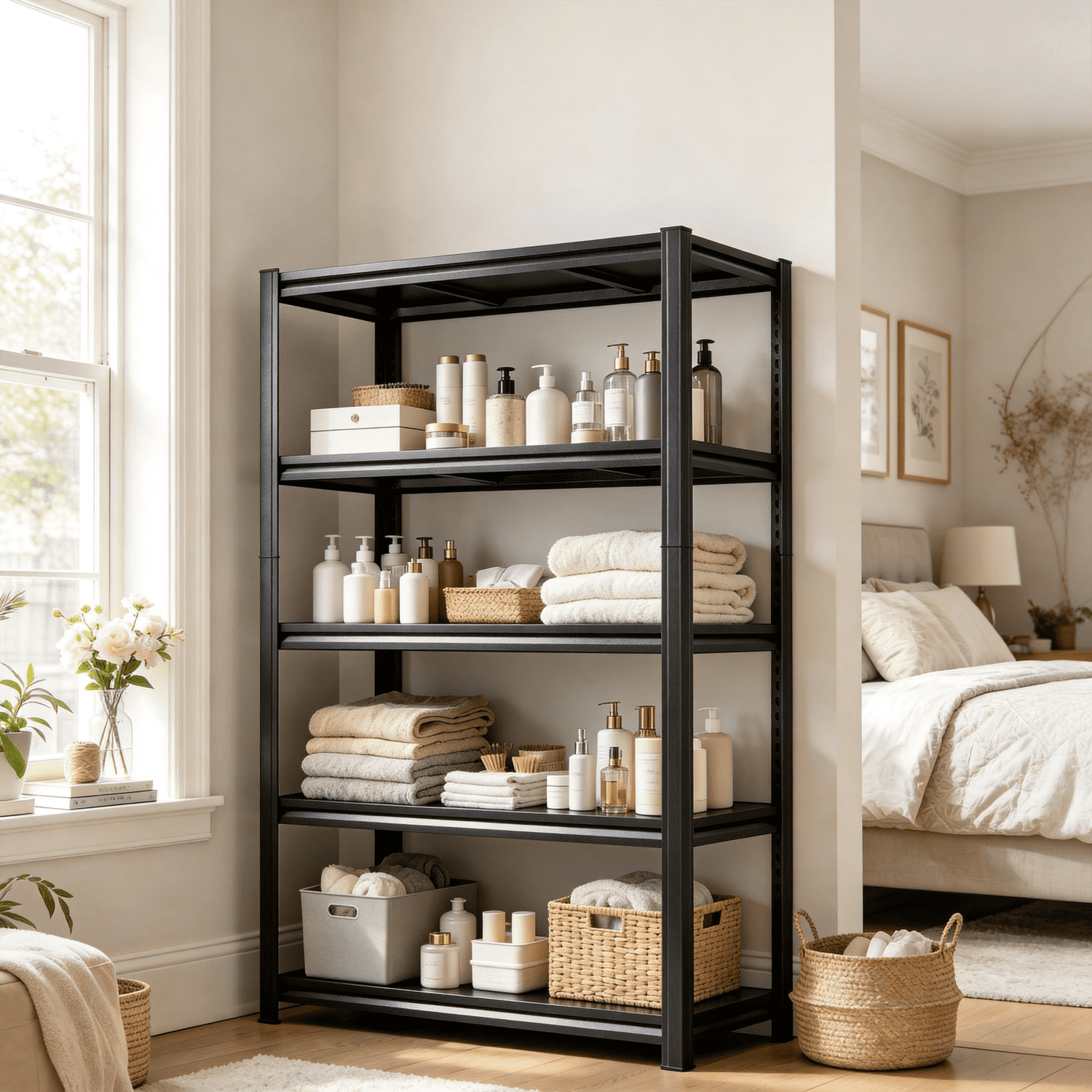 78"H x 40"W x 18"D Metal Garage Shelving,3000 lbs 5 Tier Adjustable ...