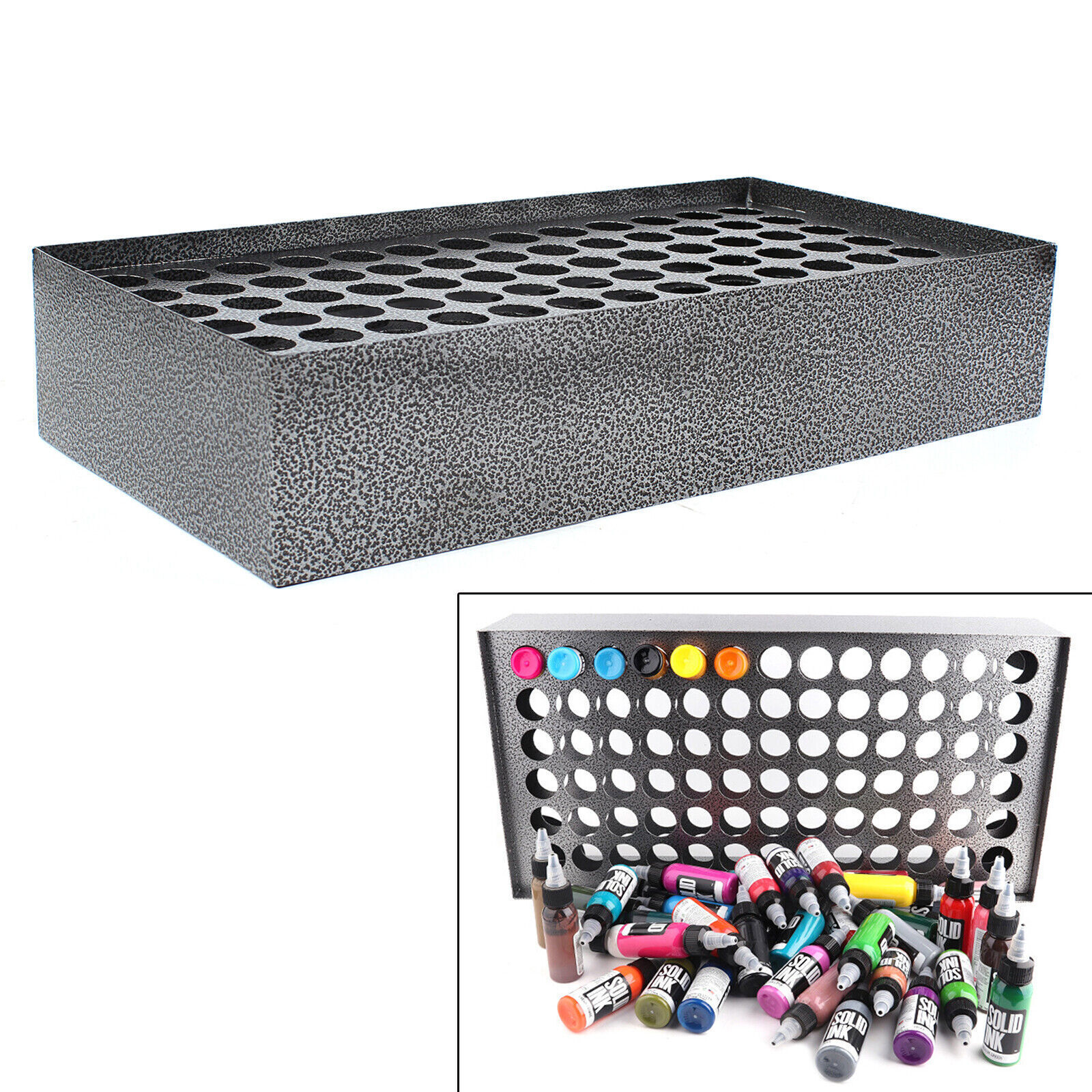78-Holes Tattoo Ink Rack Wall Mounted Ink Bottle Display Holder Stand ...