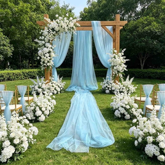 78 In Chiffon Wedding Arch Curtain, Semi Sheer Arch Drapery, Soft ...