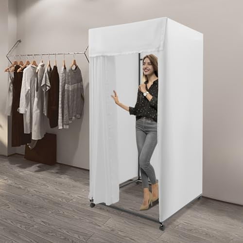 78 Inch Free Standing Clothing Store Fitting Room, Movable Changing ...