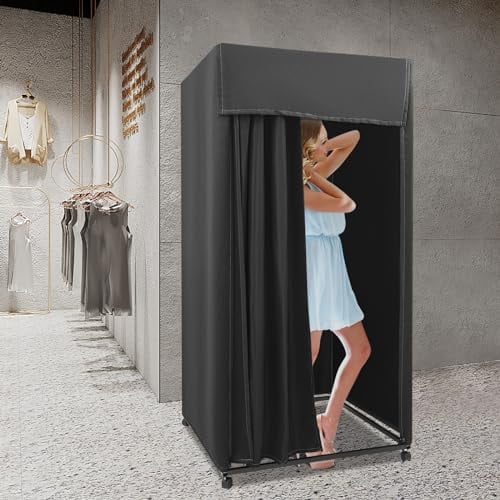 78 Inch Freestanding Fitting Room, Portable Changing Room with Curtain ...