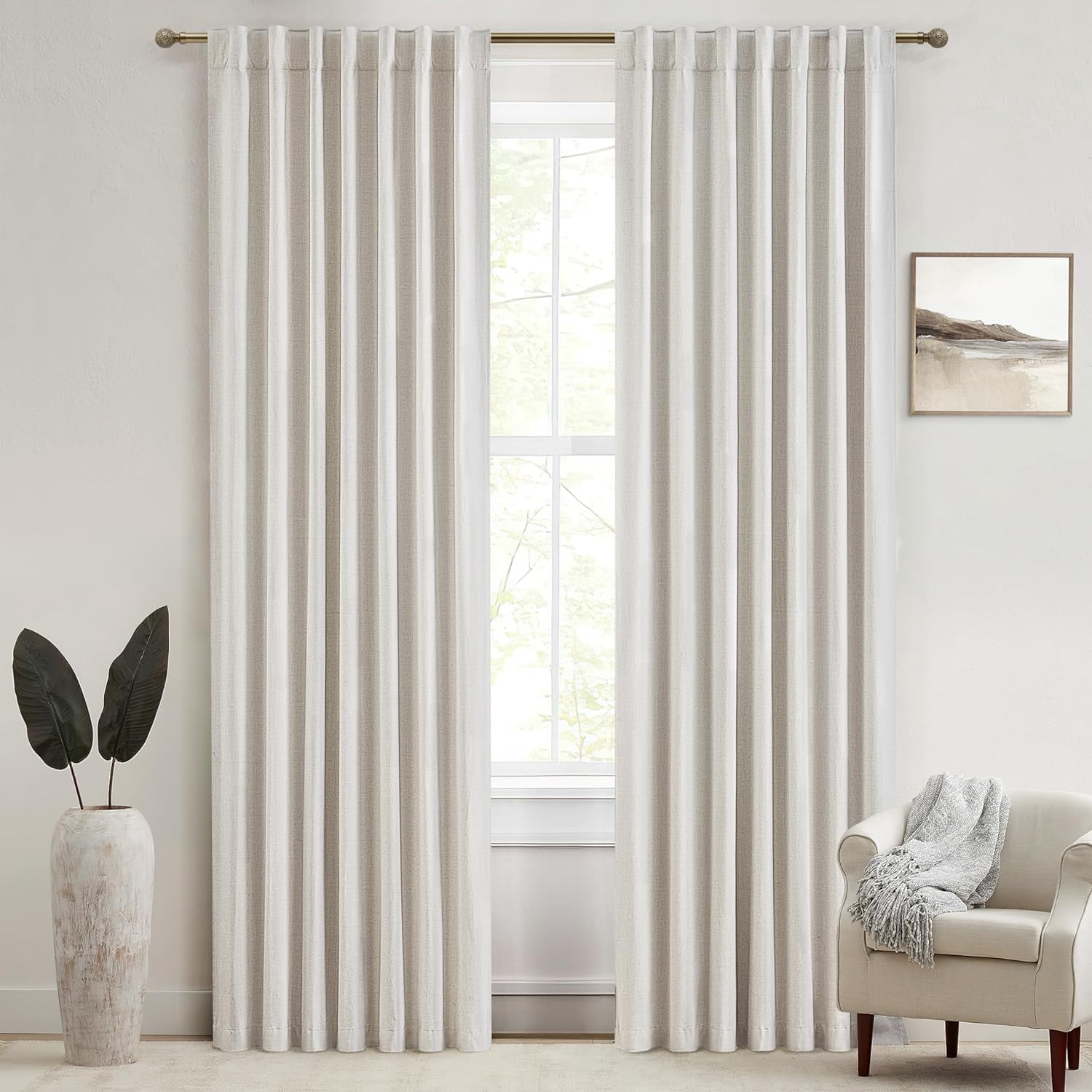 78 Inch Long Linen Blackout Curtains, 2 Panels Set for 76-80 Inch ...