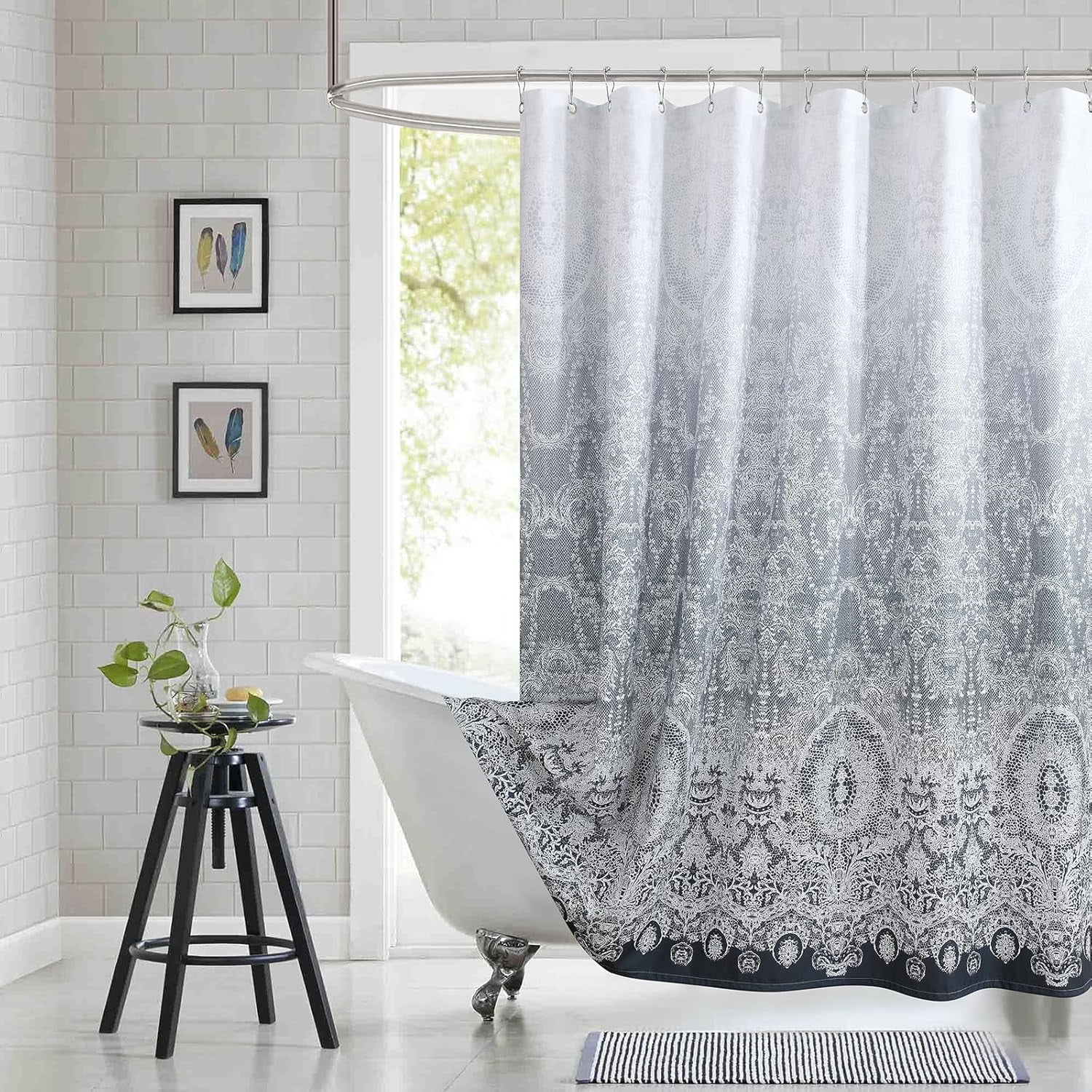 78 Inch Long Shower Curtain - Chantilly Lace Design, Heavyweight ...