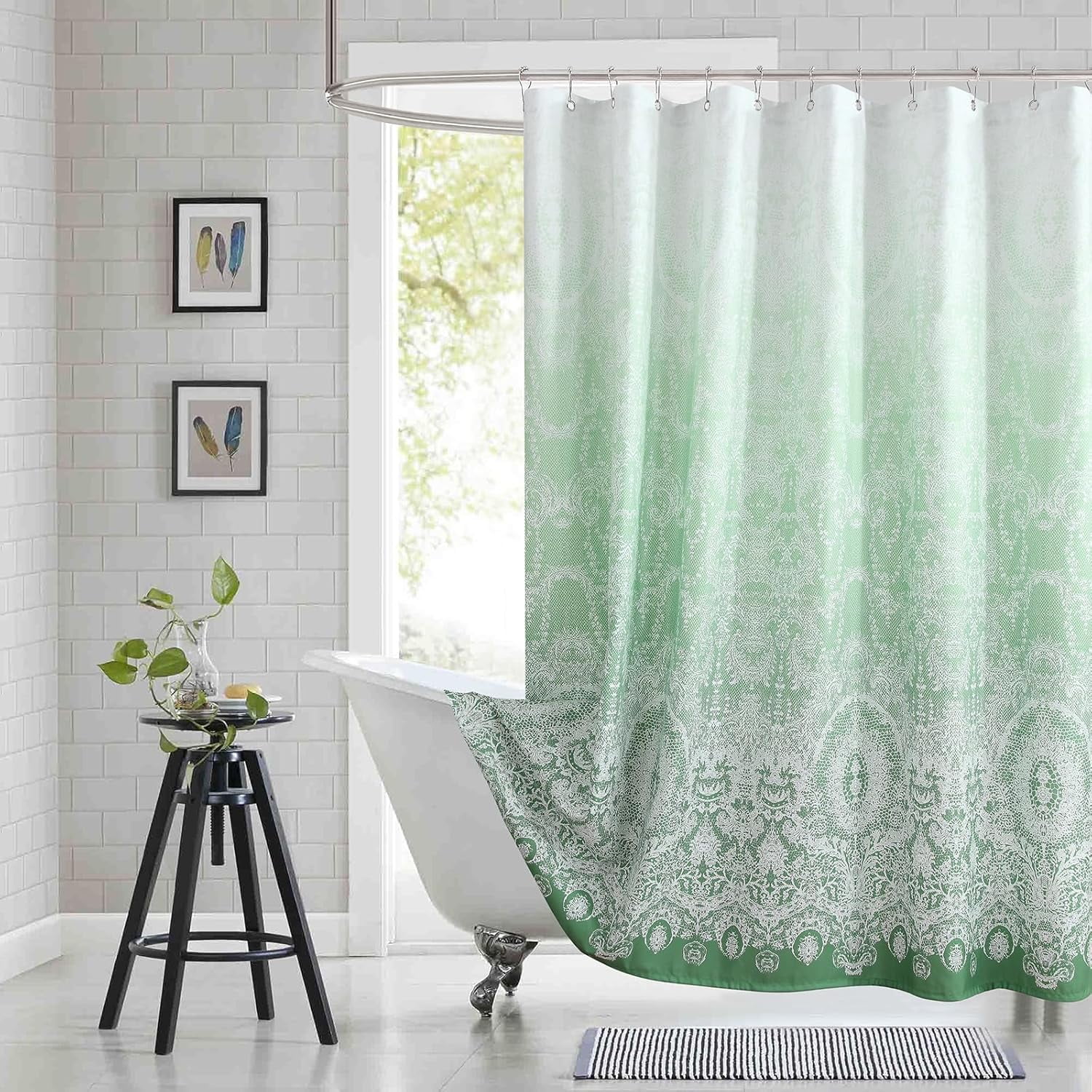 78 Inch Long Shower Curtain - Chantilly Lace Design, Heavyweight ...