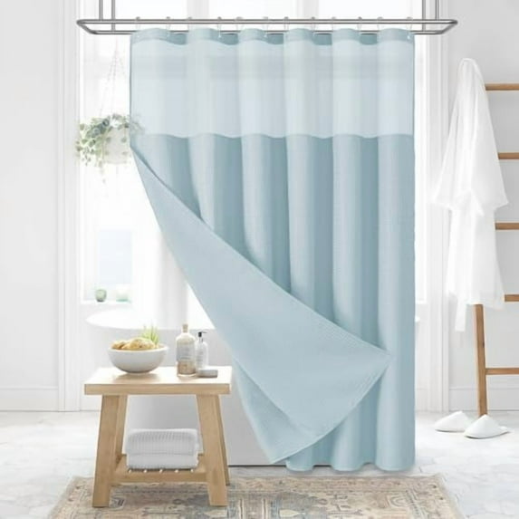 78 Inch Long Shower Curtain, Tall Waffle Fabric Shower Curtains for ...