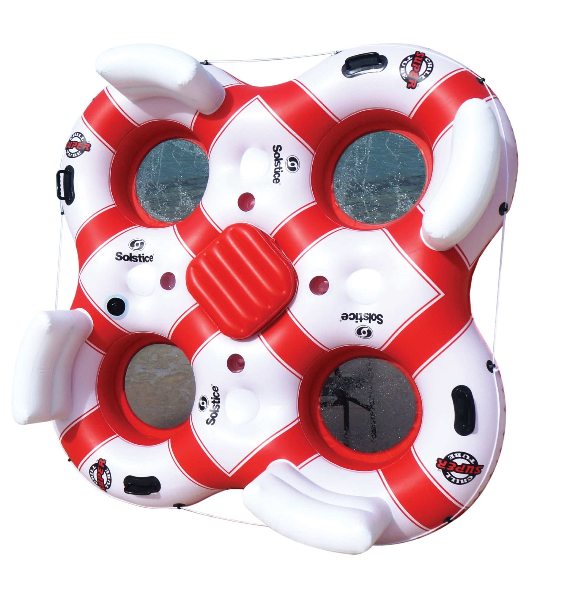78-Inch White and Red Solstice Super Chill Quarto Swimming Pool Float ...