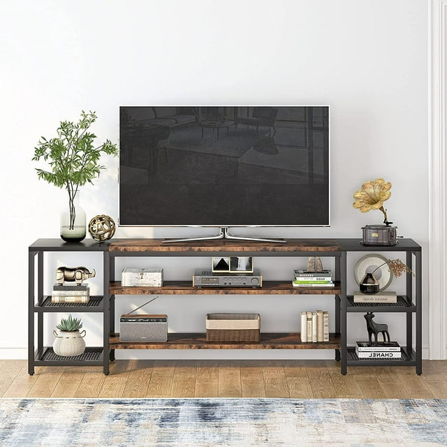 78 Inches TV Stand Entertainment Center Stand, TV Console Table Brown ...