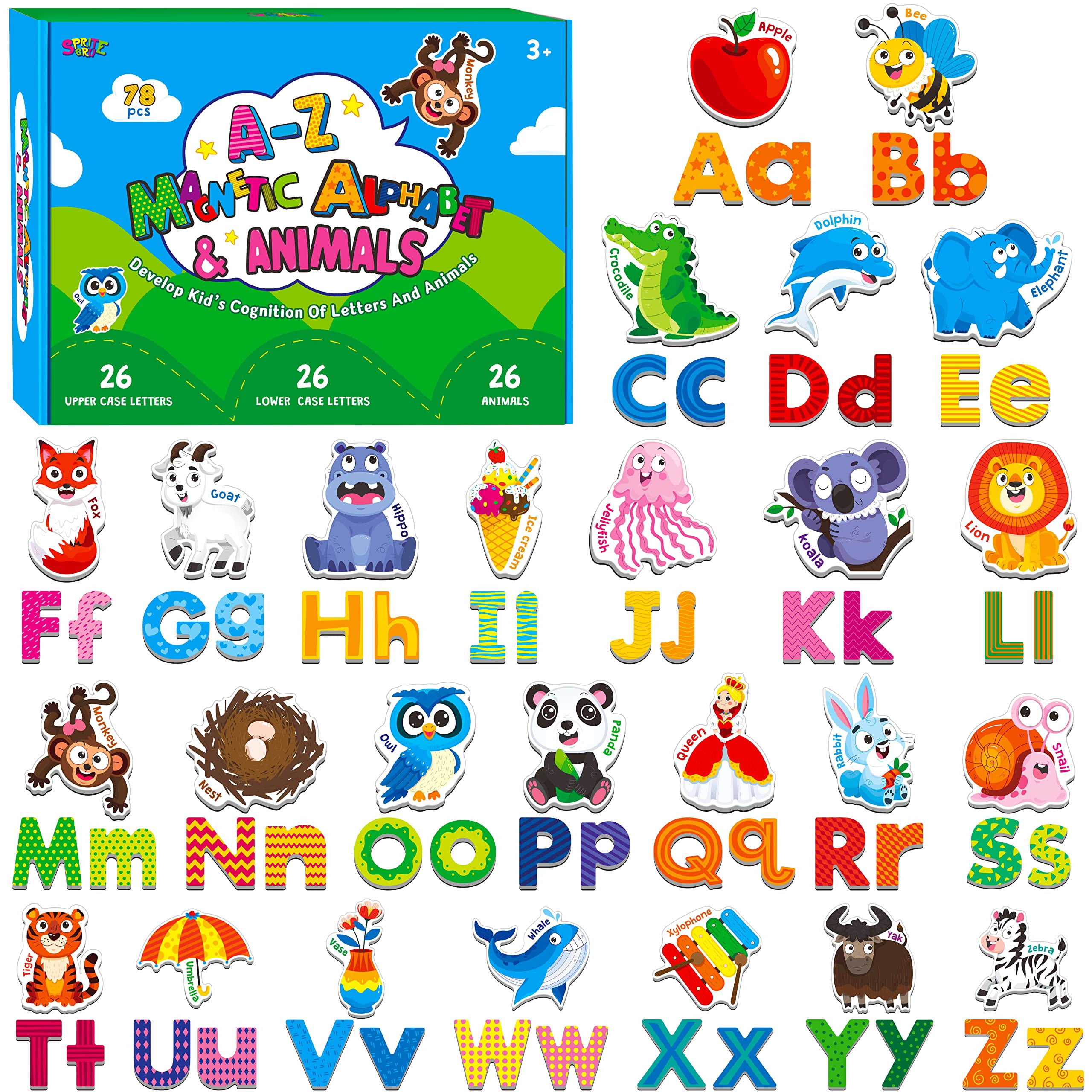 78 Magnetic Alphabet, 26 AIF9 Uppercase, 26 Lowercase 26 Object ...