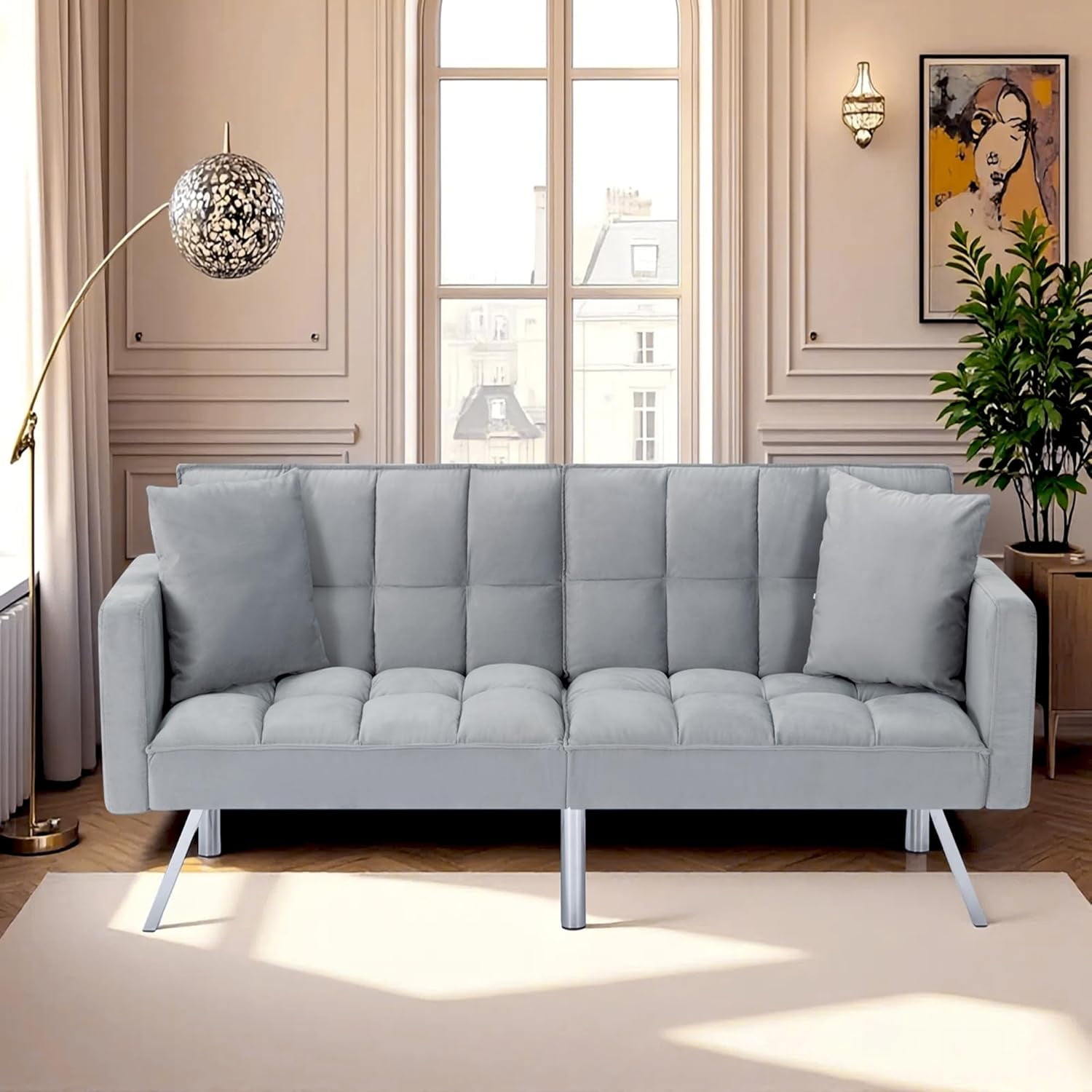 78" Modern Sofa Bed Futon,Convertible Sleeper Bed Couch with 4 ...