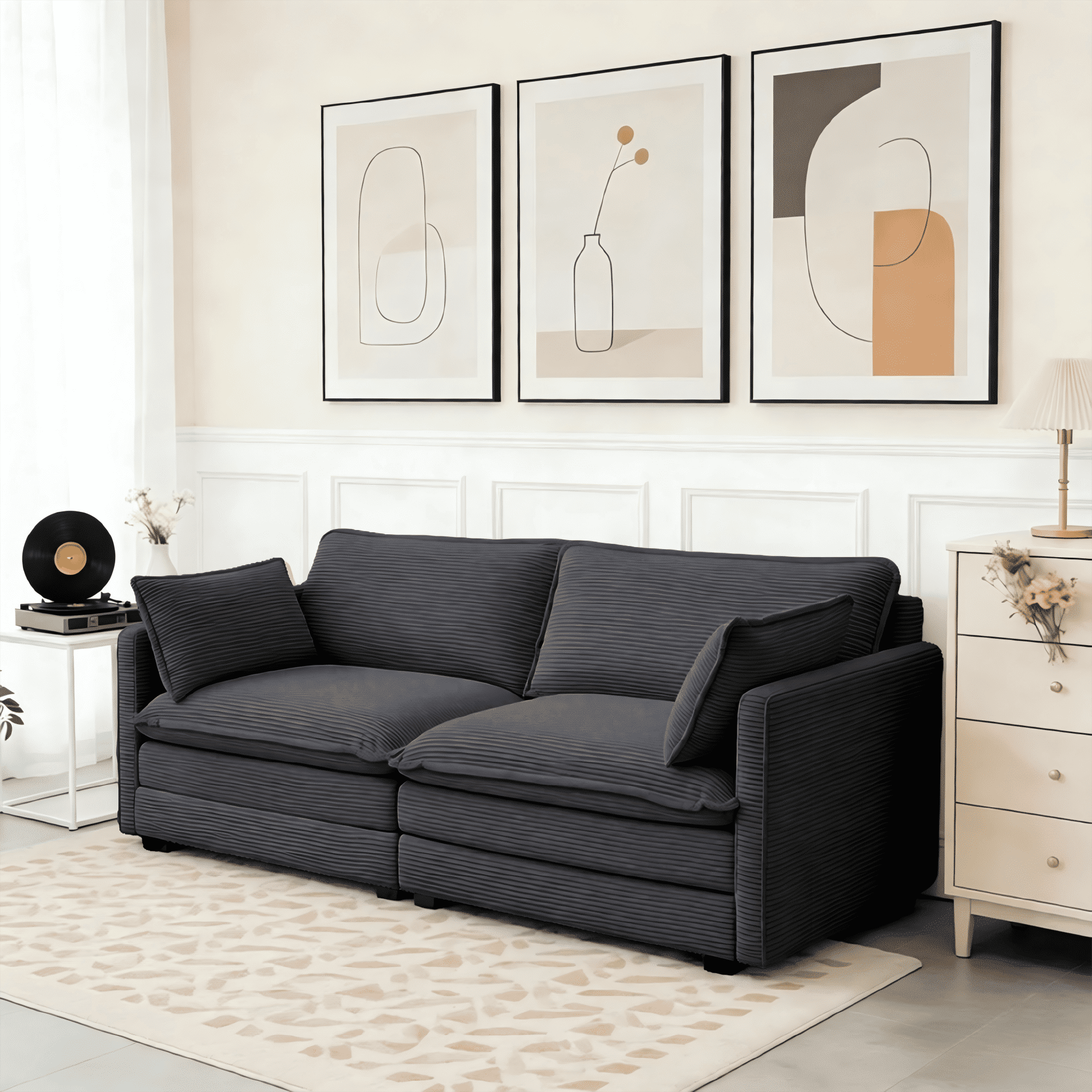 LOYALICE 78" Oversized Modular Corduroy Cloud Sofa, Deep Seat Extra ...