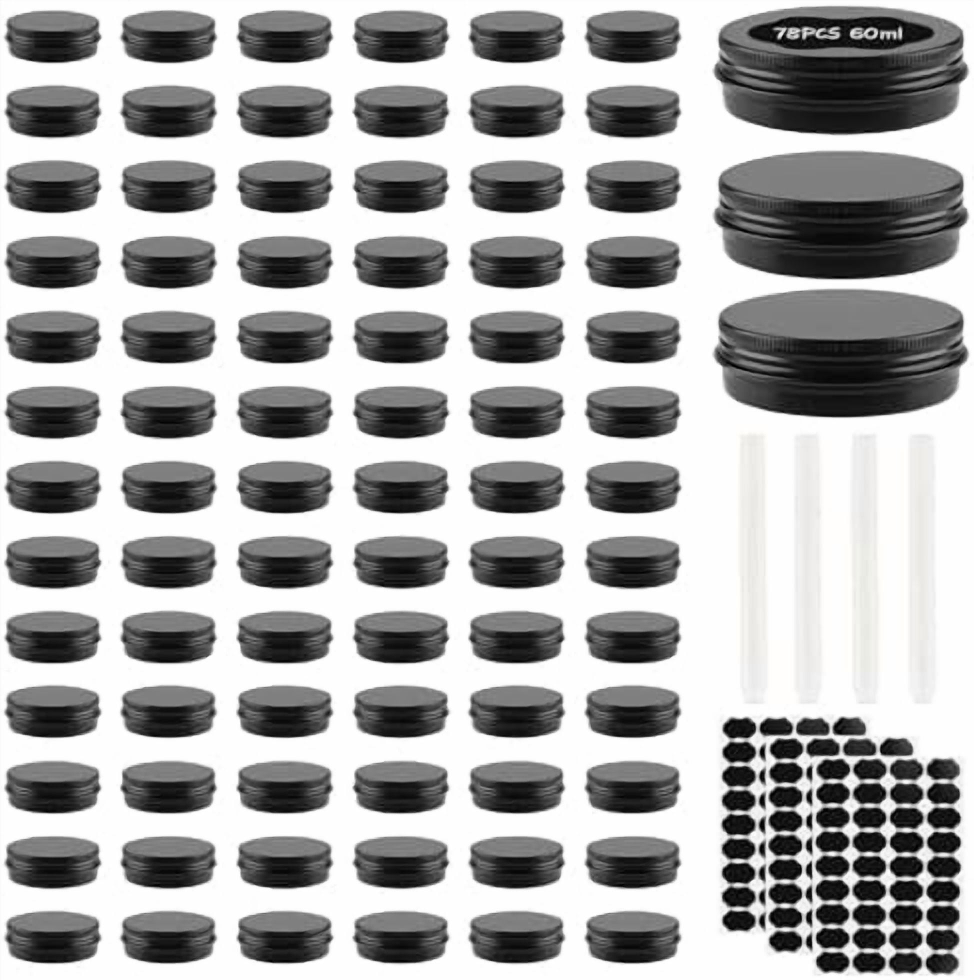 78 Pcs 2 Oz Aluminum Tin Cans Round Cans with Screw Lids, Refillable ...