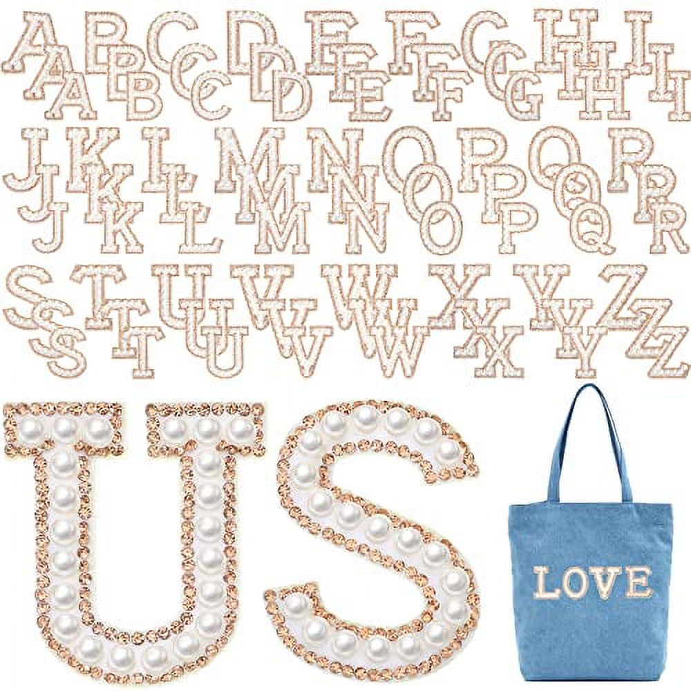 78 Pcs Pearl Letter Patches Pearl Iron on Letter Patches Rhinestone A-Z ...