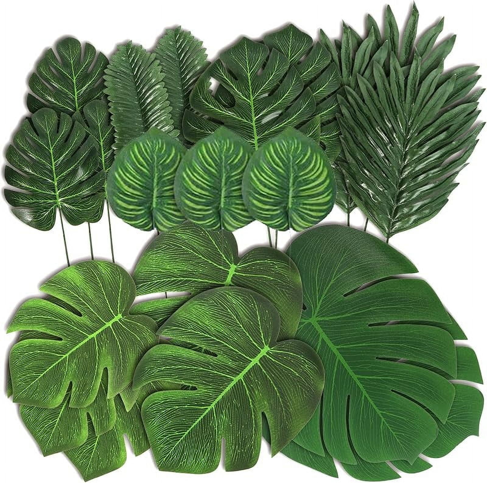 78 Pieces 7 Kinds Artificial Tropical Leaf Jungle Leaves Plant Safari ...