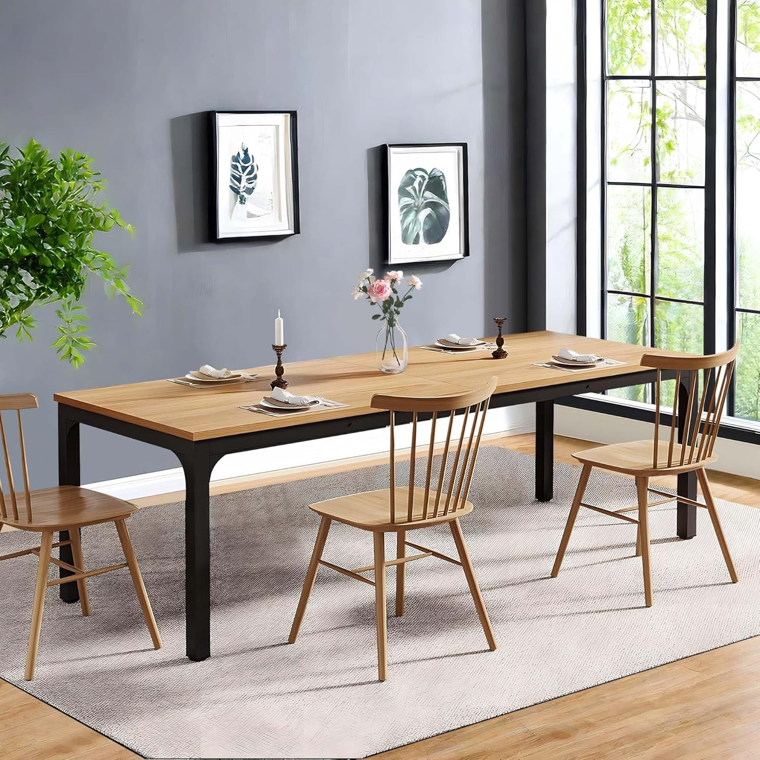 78" Rectangular Dining Table for 6-8 Modern Long Table Kitchen & Dining ...