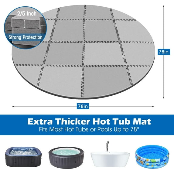 78" Round Extra-Thick Interlocking Hot Tub Mat - Spa Pool Foam ...