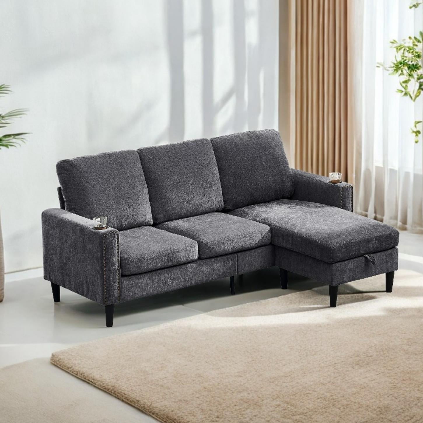 78" Sectional Sofa,L Shaped Sofa Couch,3 Seat Modern Small Sofa with ...