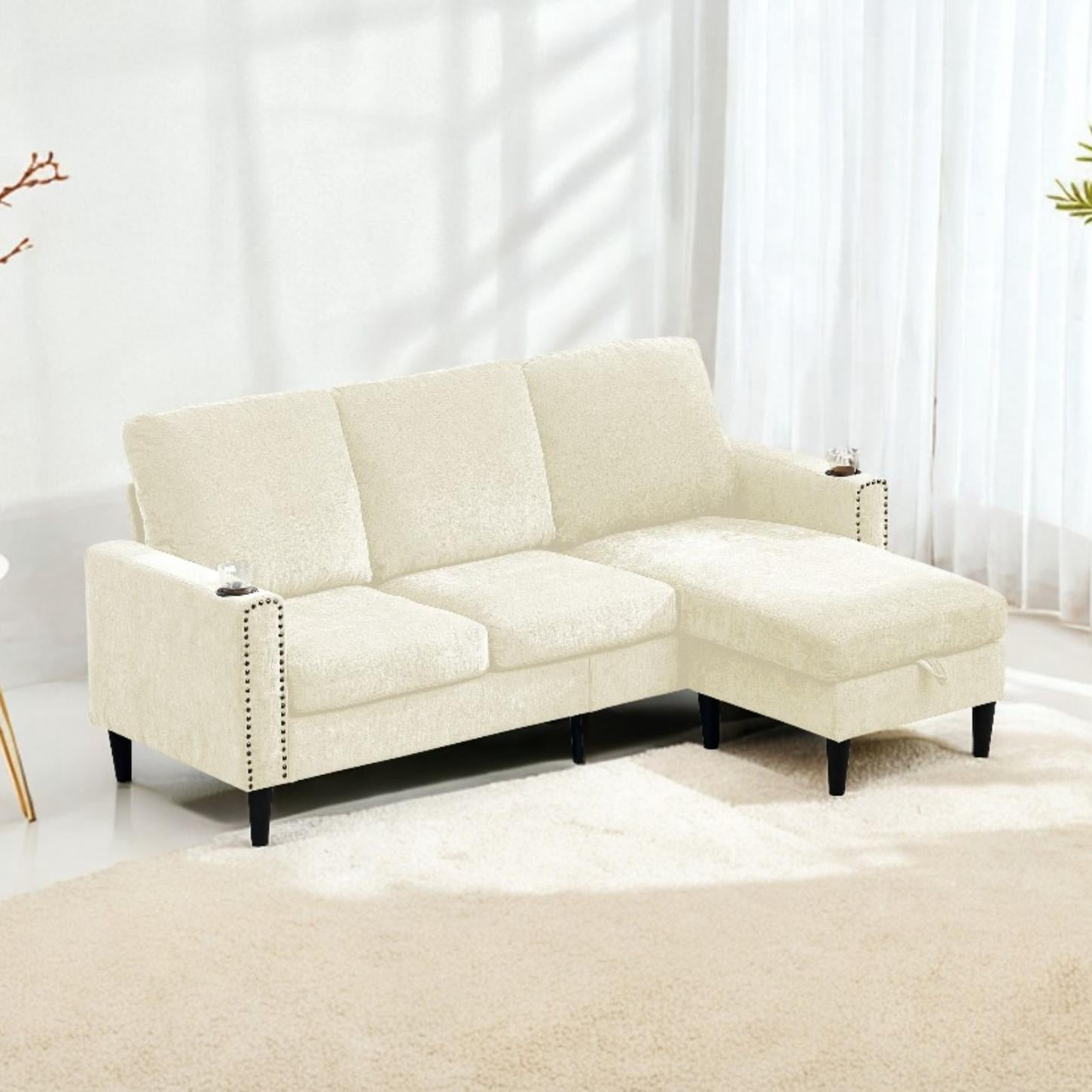 78" Sectional Sofa,L Shaped Sofa Couch,3 Seat Modern Small Sofa with ...