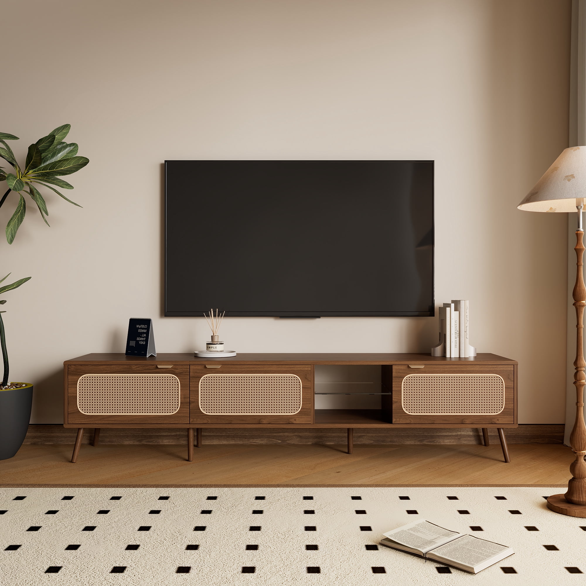 78" TV Stand for 75/80/85 inch TV, Console with Ample Storage for ...