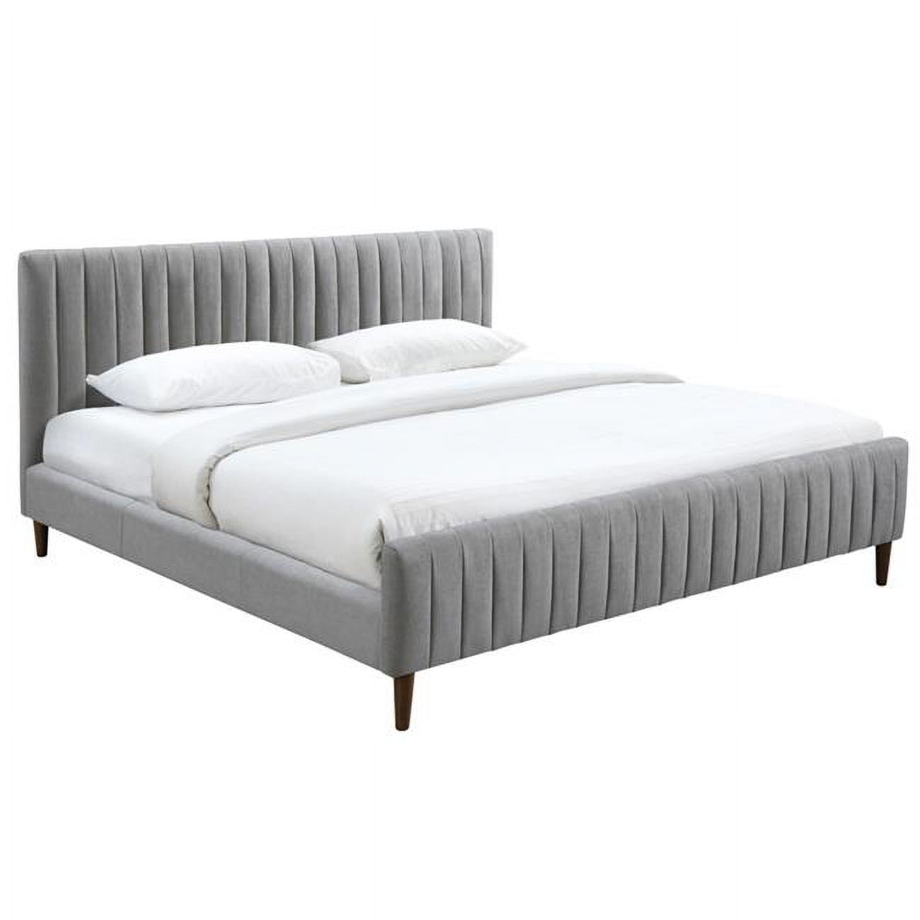 78 in. Hannah Platform Bed in Light Grey - King Size - Walmart.com