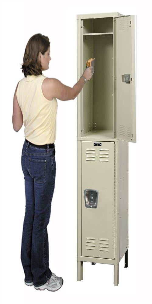 78 in. High 1-Wide 2-Tier Premium Assembled Locker in Cream (12 in. W x ...