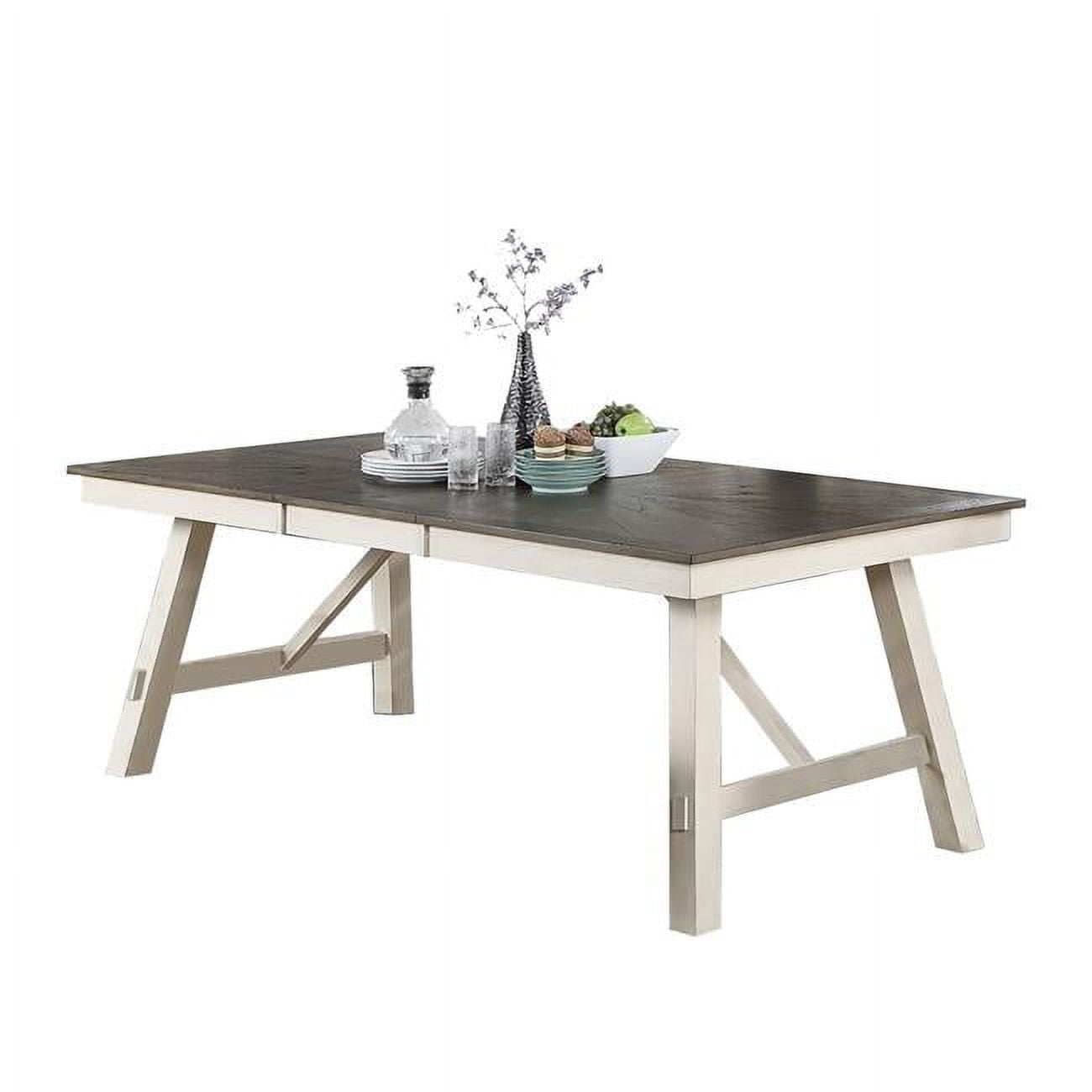 78 in. Lexi Rubberwood Extendable Leaf Classic Dining Table, Gray ...