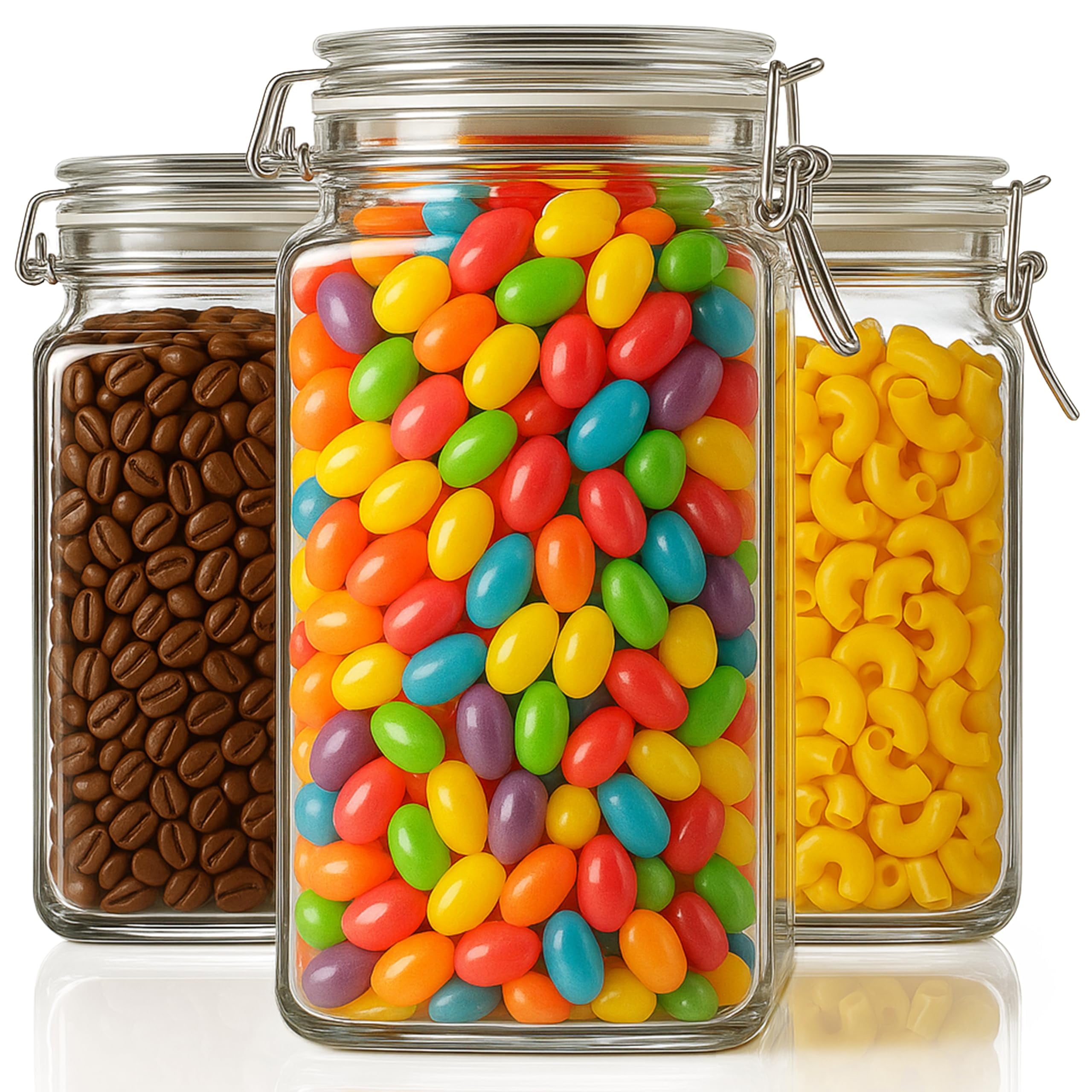 78 oz Large Glass Storage Containers With Airtight Clamp Lids, Set of 3 ...